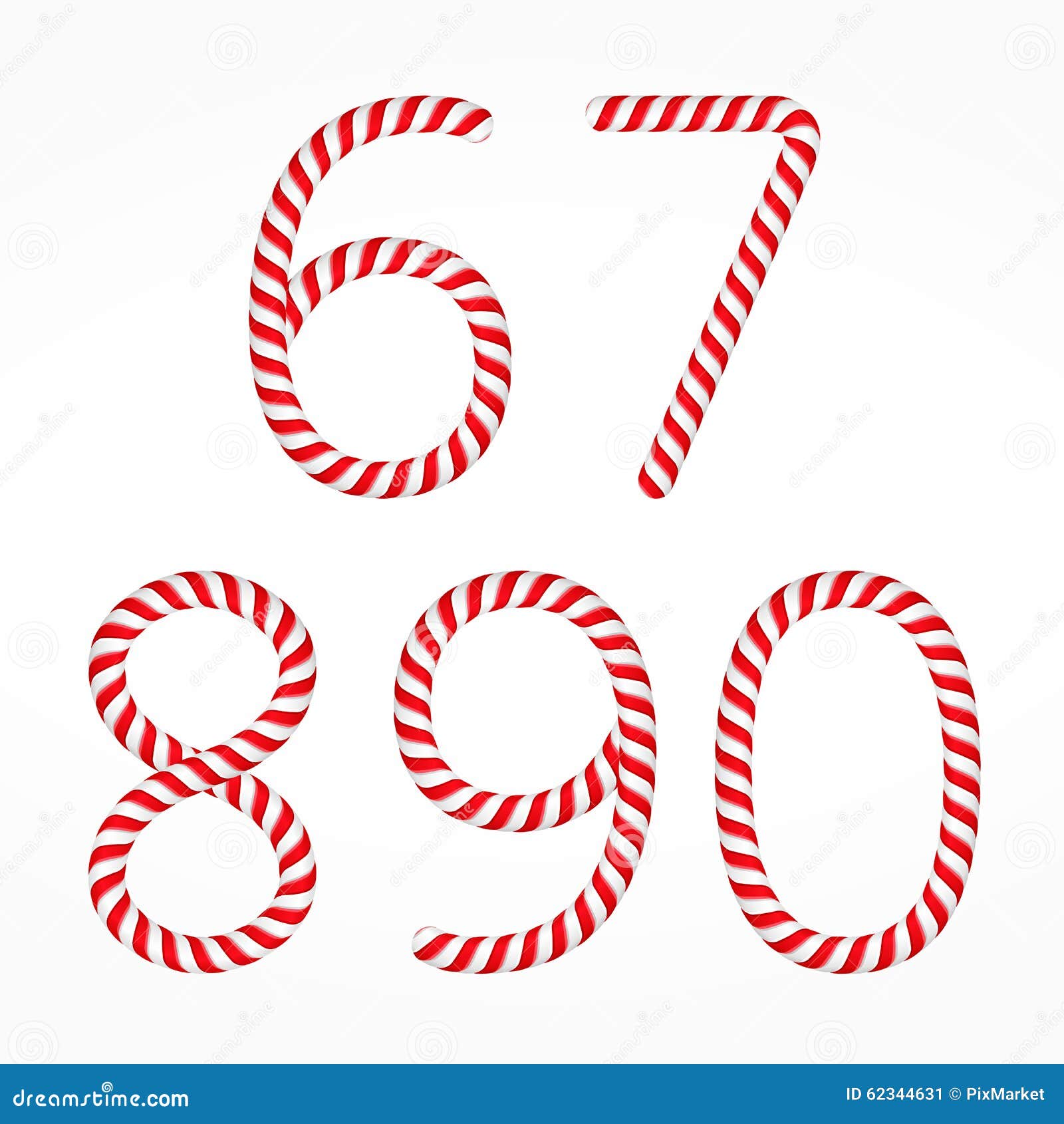 Candy Canes Numbers stock vector. Illustration of festive - 62344631