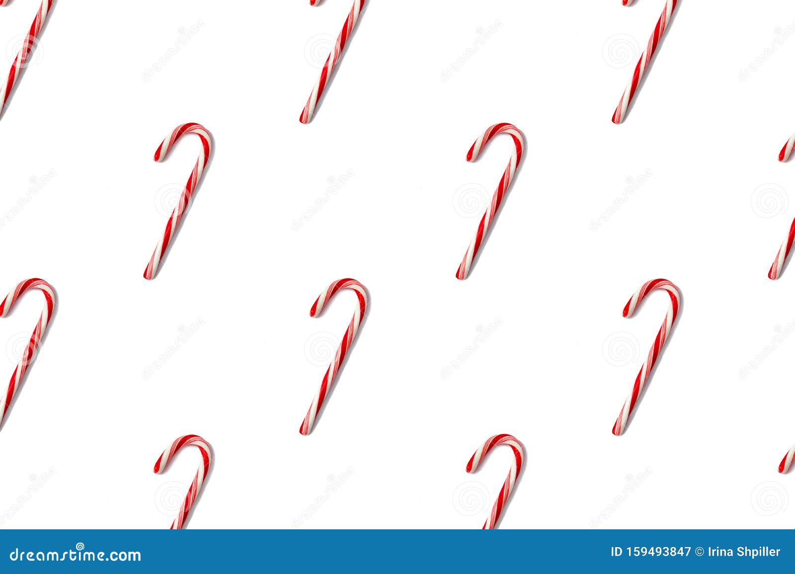 Candy Canes Pattern Isolated on White, Top View. Stock Image - Image of ...