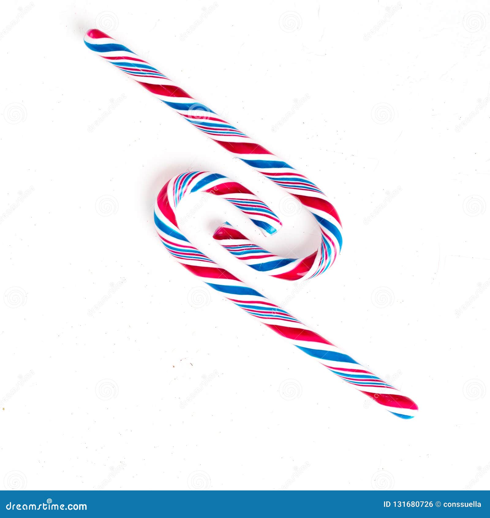 Candy Canes on a White Surface, Top View, Place for Text Stock Photo ...