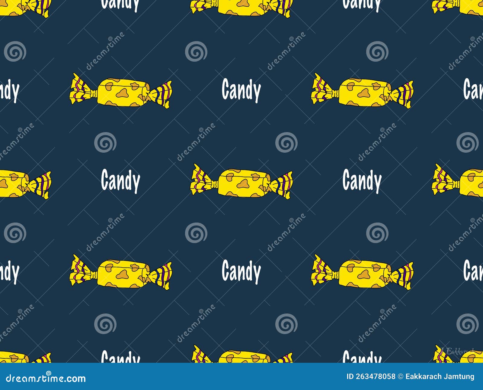 Candy Seamless Pattern on Blue Background Stock Vector - Illustration ...