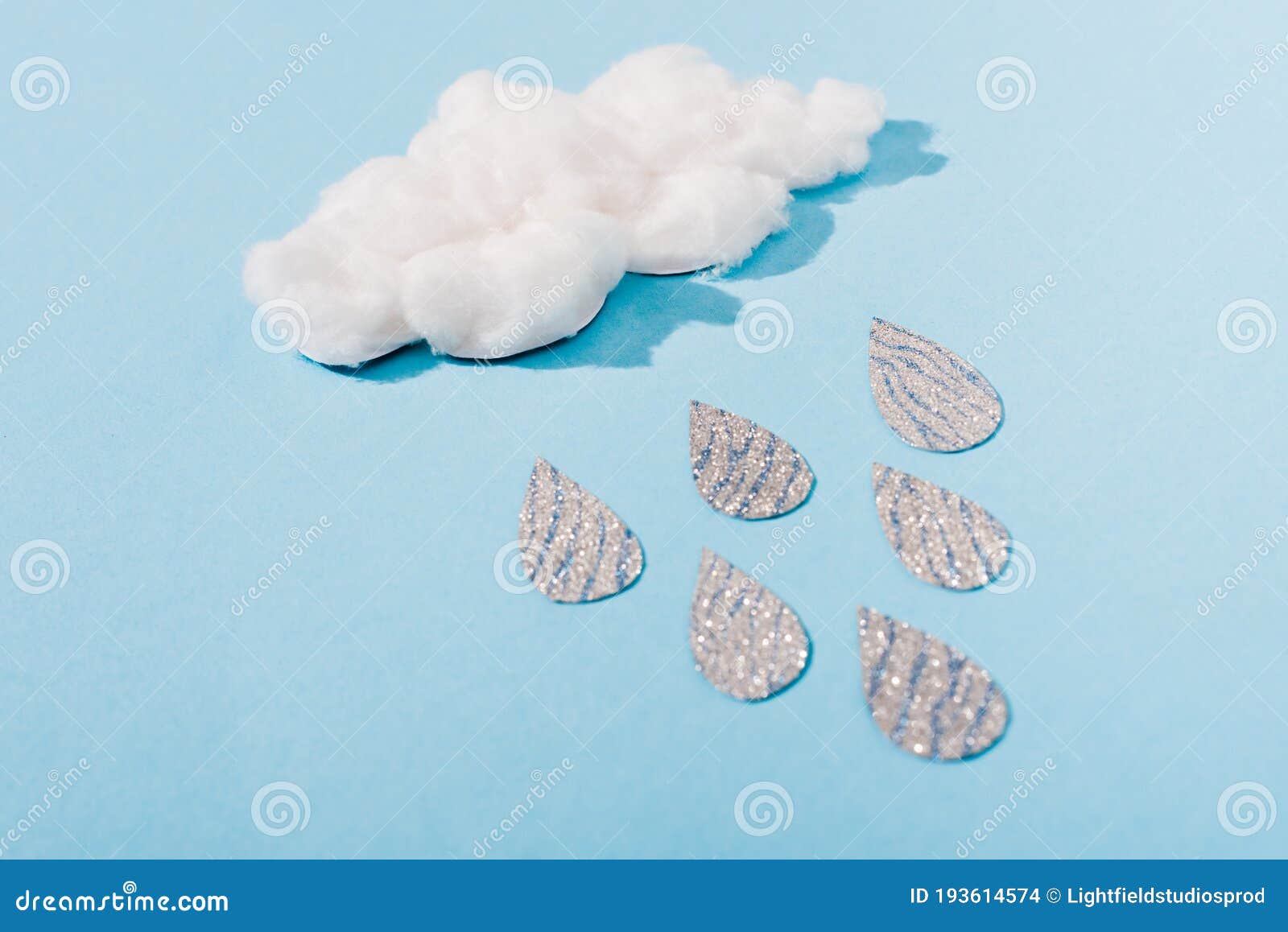 Candy Cloud with Glitter Raindrops on Blue Stock Photo - Image of ...