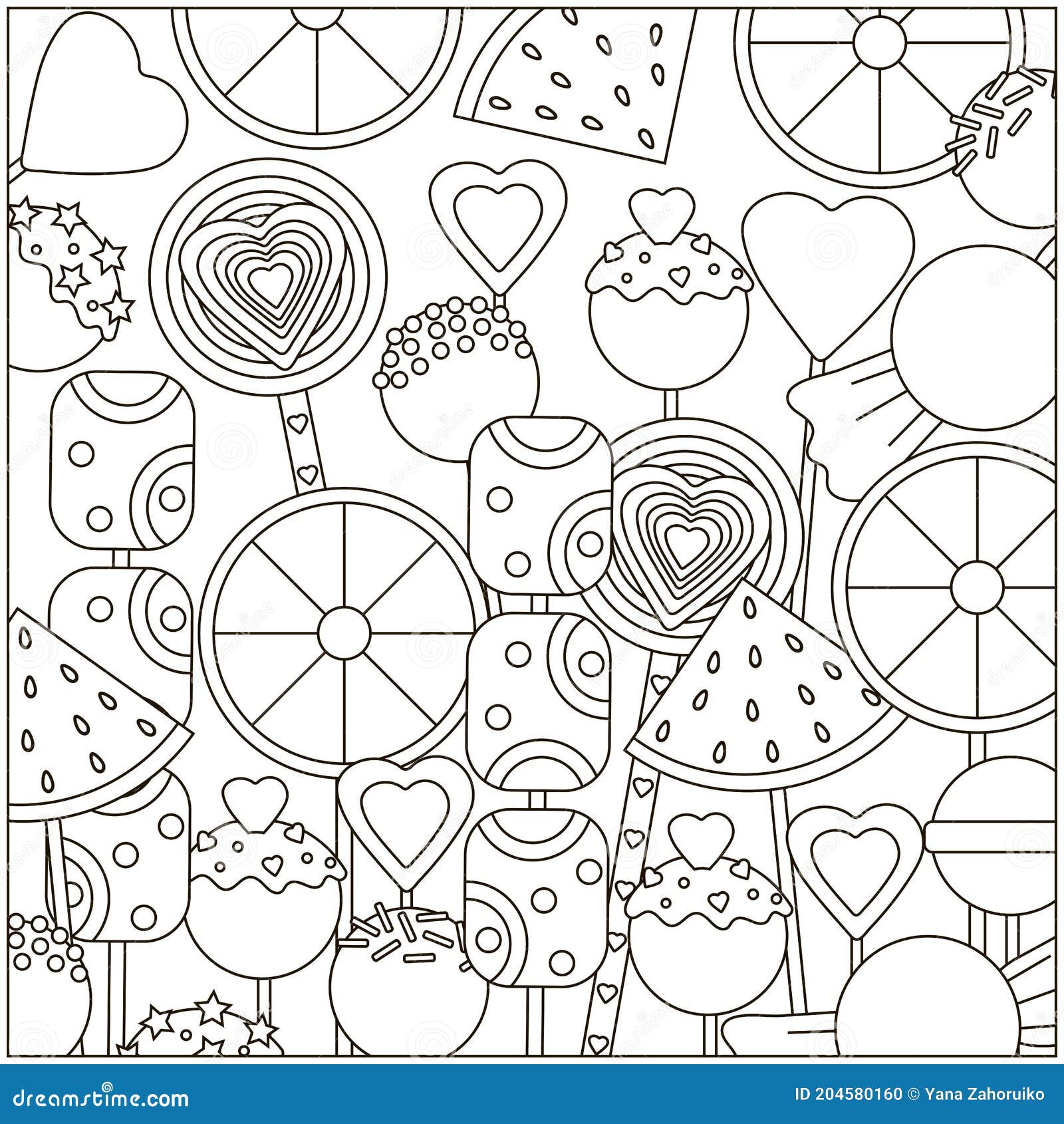 Candy Coloring Page. Candies Stock Vector - Illustration of food ...