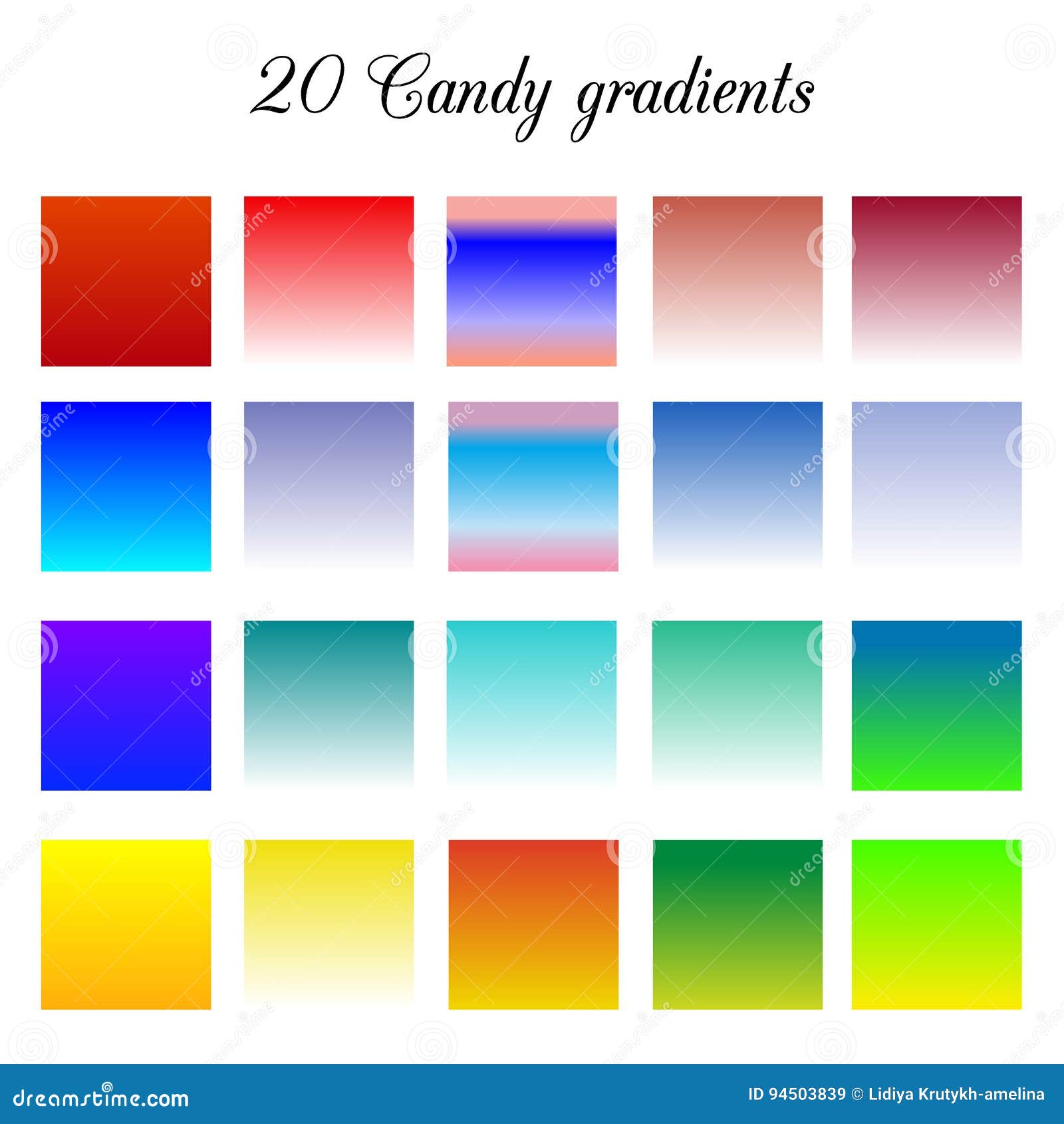 Candy Colors Gradients Collection. Vector Set of Gradients for Adobe ...
