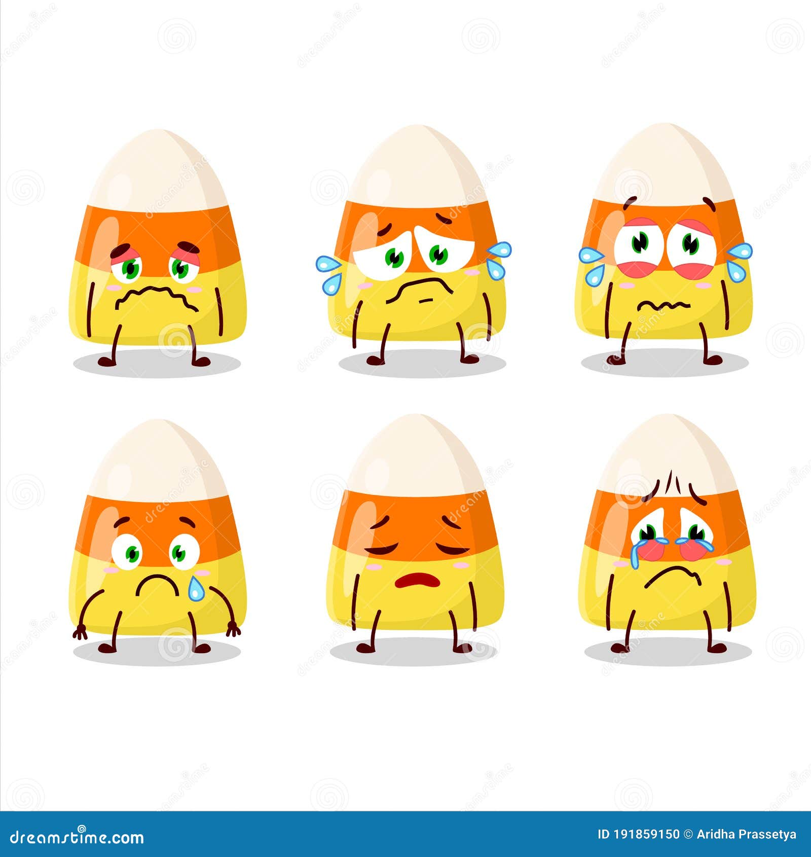 Candy Corn Cartoon Character with Sad Expression Stock Vector ...