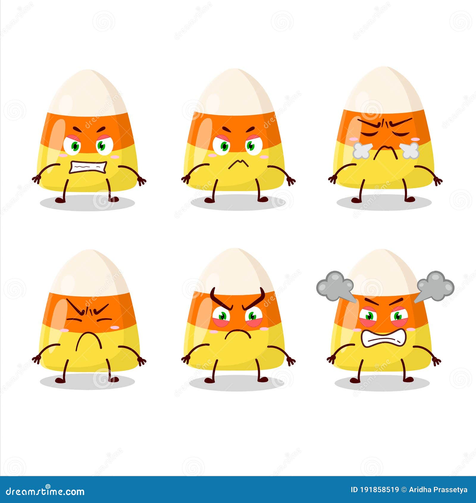 Candy Corn Cartoon Character with Various Angry Expressions Stock ...