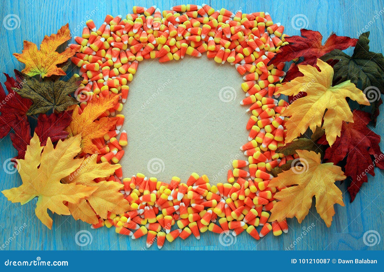 Candy Corn Frame with Leaves Stock Image - Image of fall, close: 101210087