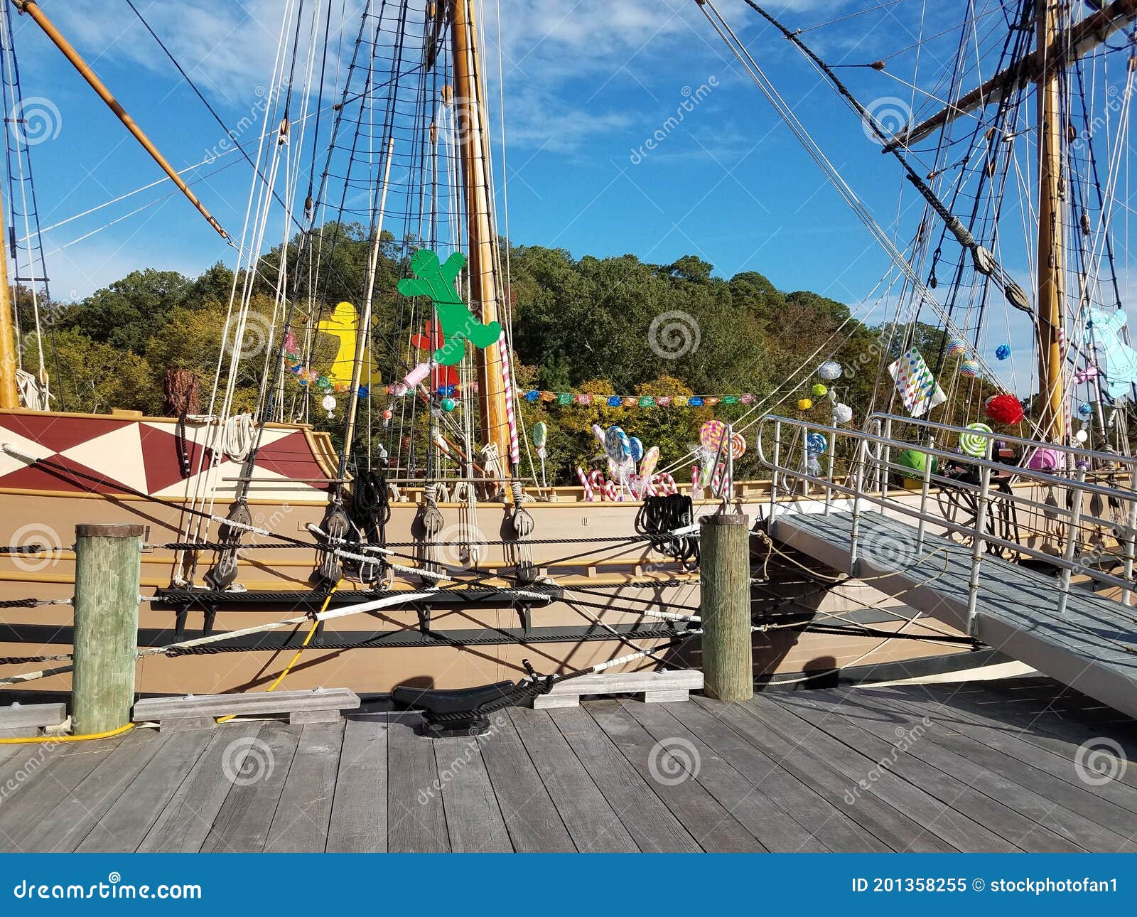 Candy Decorations on Old Boat with Masts Stock Image - Image of dessert ...