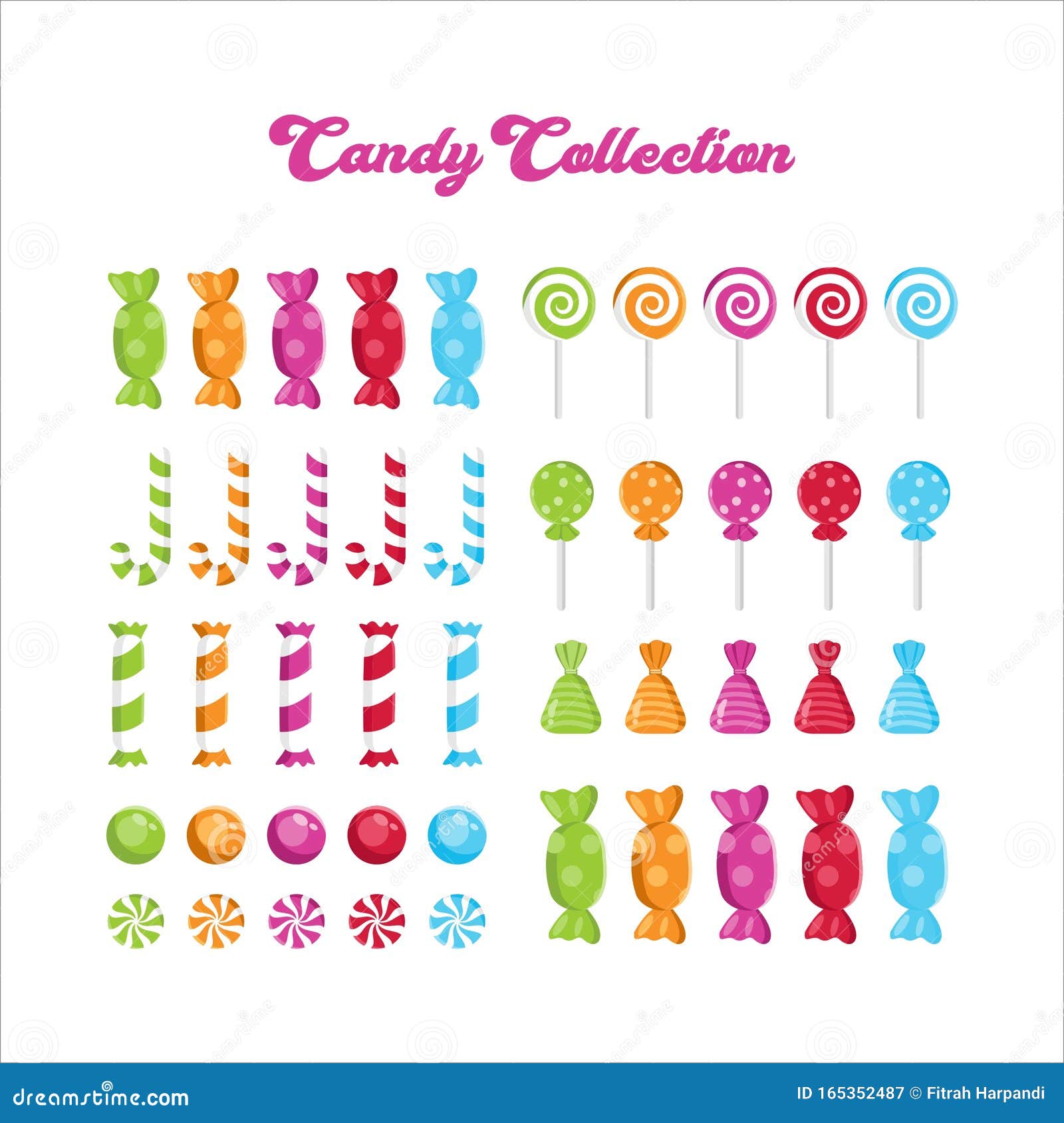 Candy Design Flat Vector Collection Stock Vector - Illustration of ...