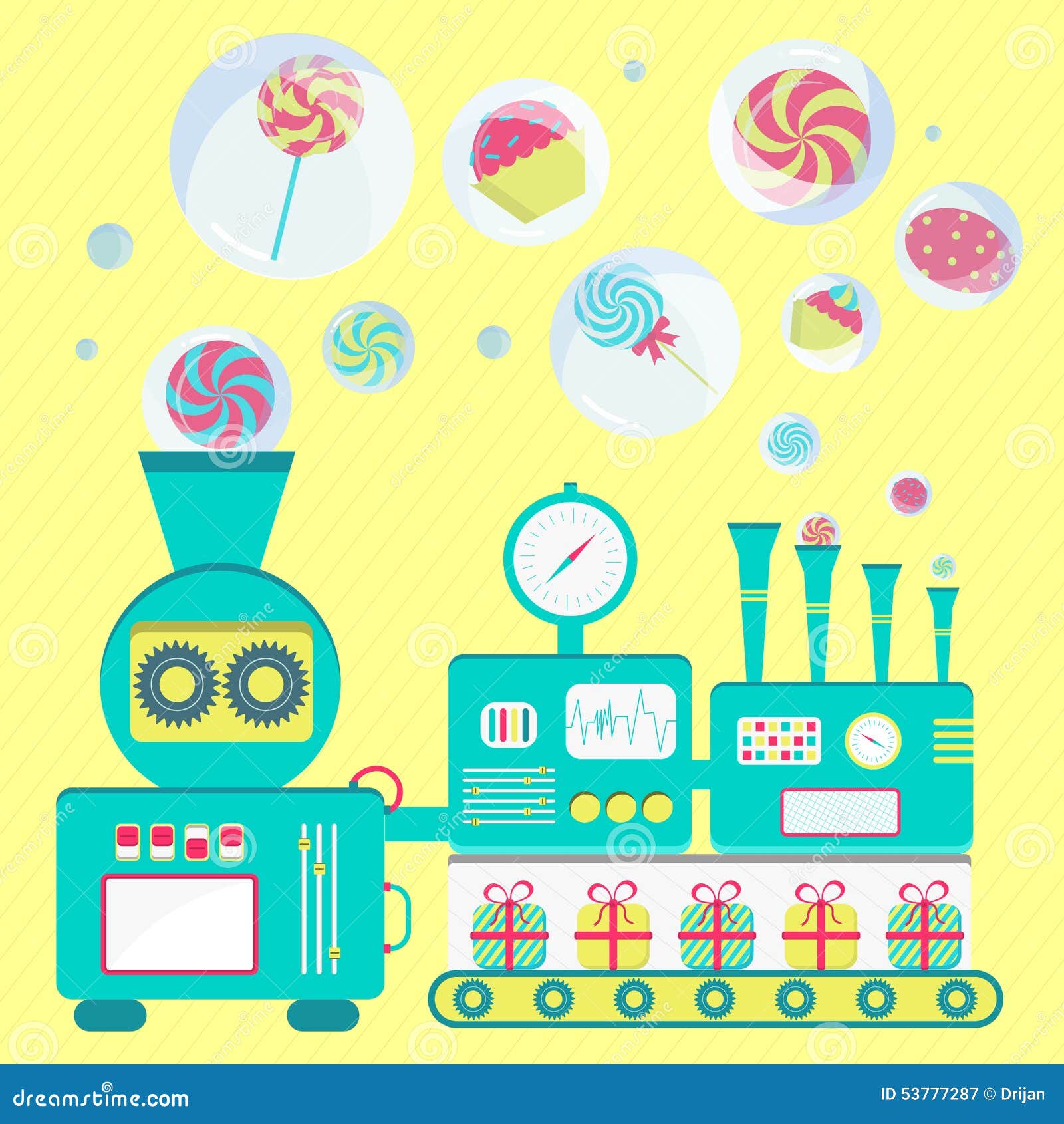 Candy factory stock vector. Illustration of fantasy, happiness - 53777287