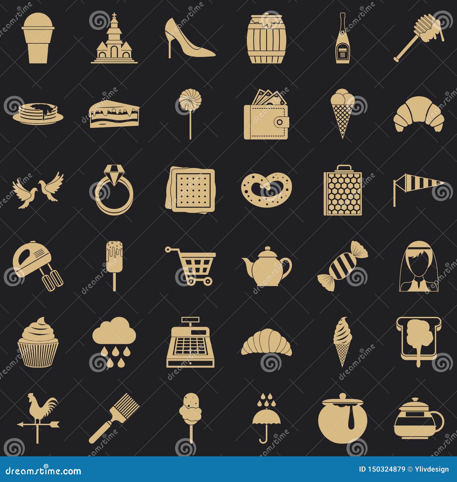 Candy Factory Icons Set, Simple Style Stock Vector - Illustration of ...