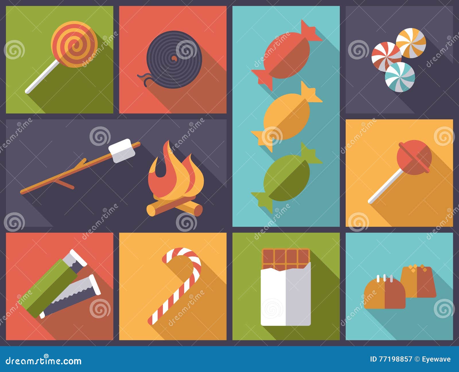 Candy Flat Design Vector Illustration. Stock Vector - Illustration of ...