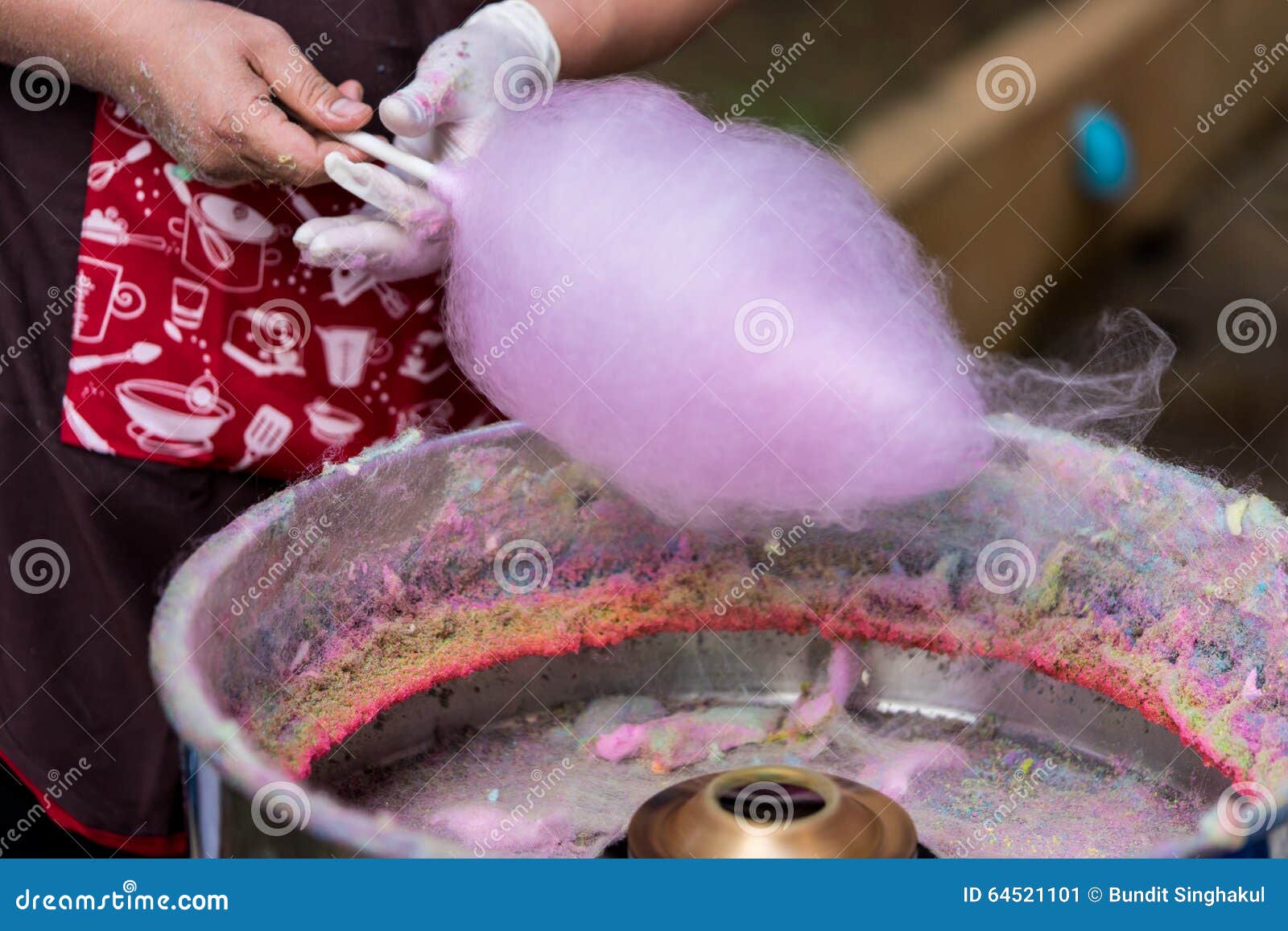 Candy Floss Machine with Pink Candy Stock Image - Image of sweetness ...