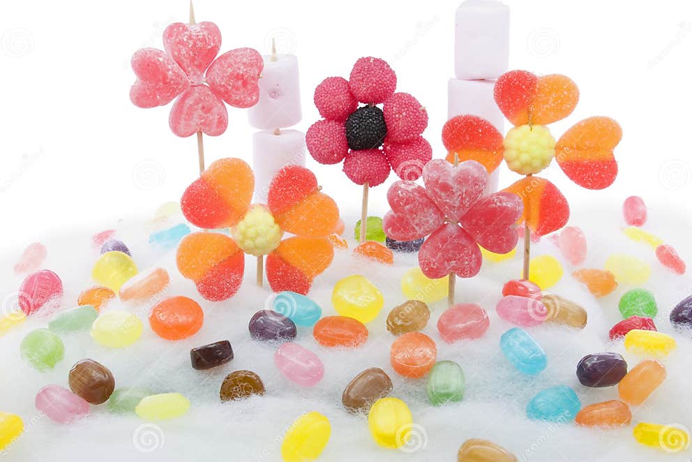 Candy Flowers on Candyfloss Stock Image - Image of blackberry, heart ...