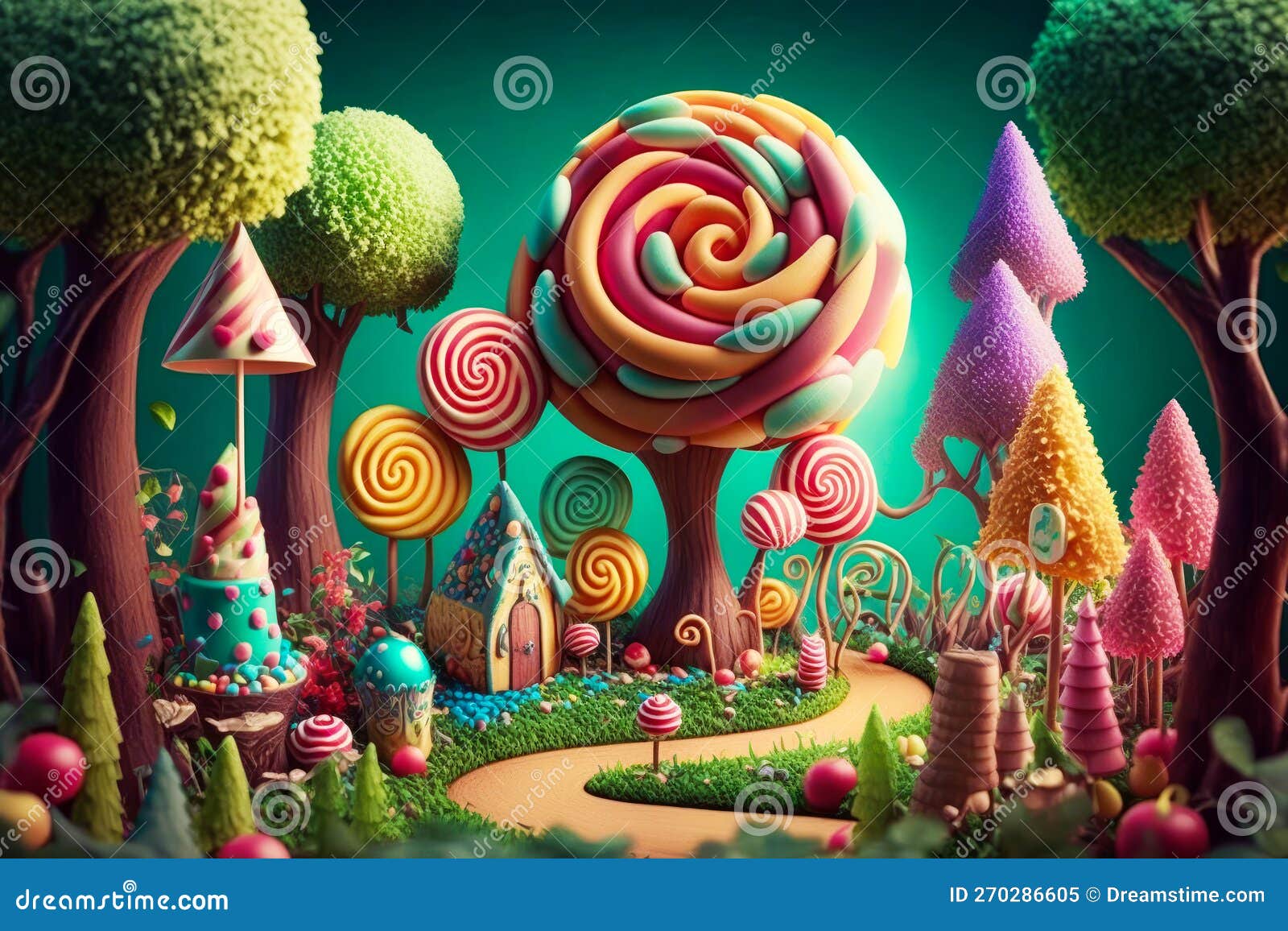 Candy Hut In Forest With Willows And Oaks.. Sweet Caramel Fairy House ...