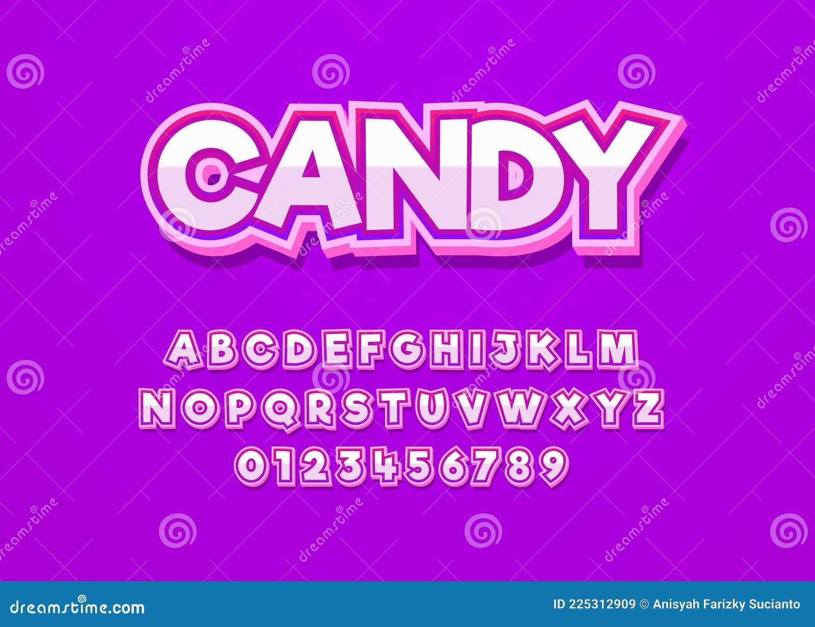 Candy Fun Style Vector Font with Uppercase Alphabet and Digit Number ...