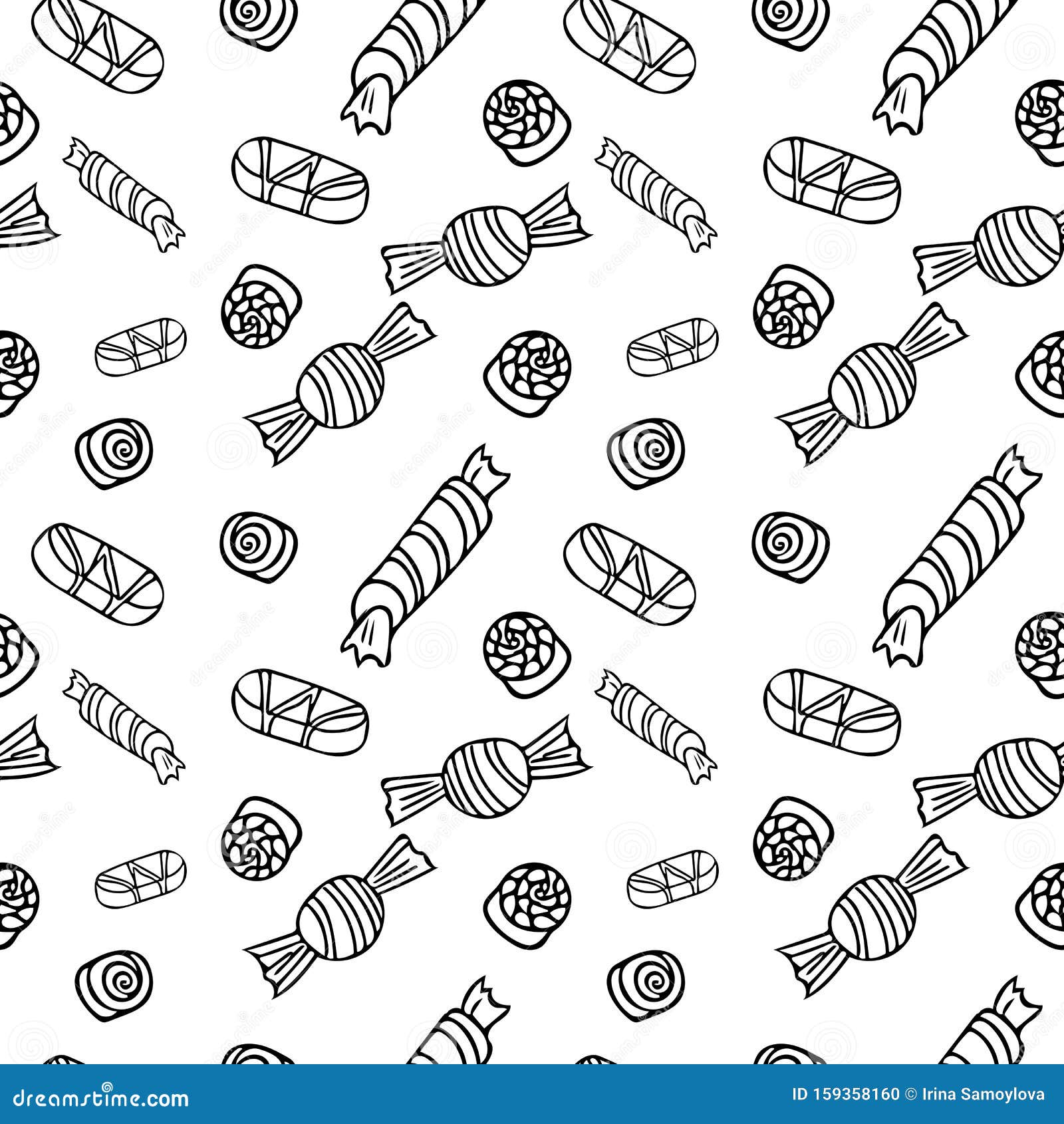 Candy Hand Drawn Doodle Style Seamless Pattern. Sweets, Candies ... Candy Hand Drawn Doodle Style Seamless Pattern. Sweets, Candies ...