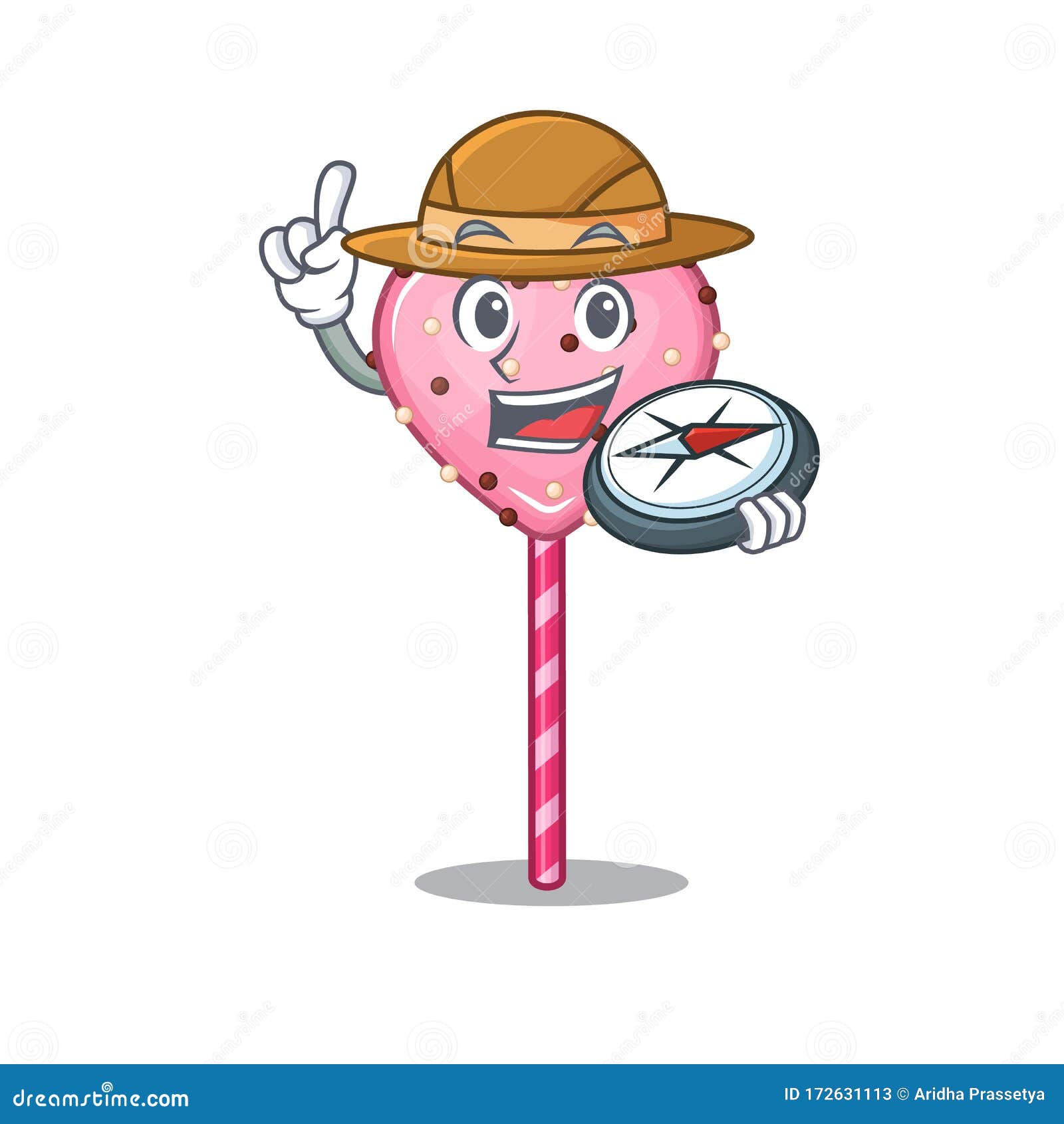 Candy Heart Lollipop Experienced Explorer Using a Compass Stock Vector ...
