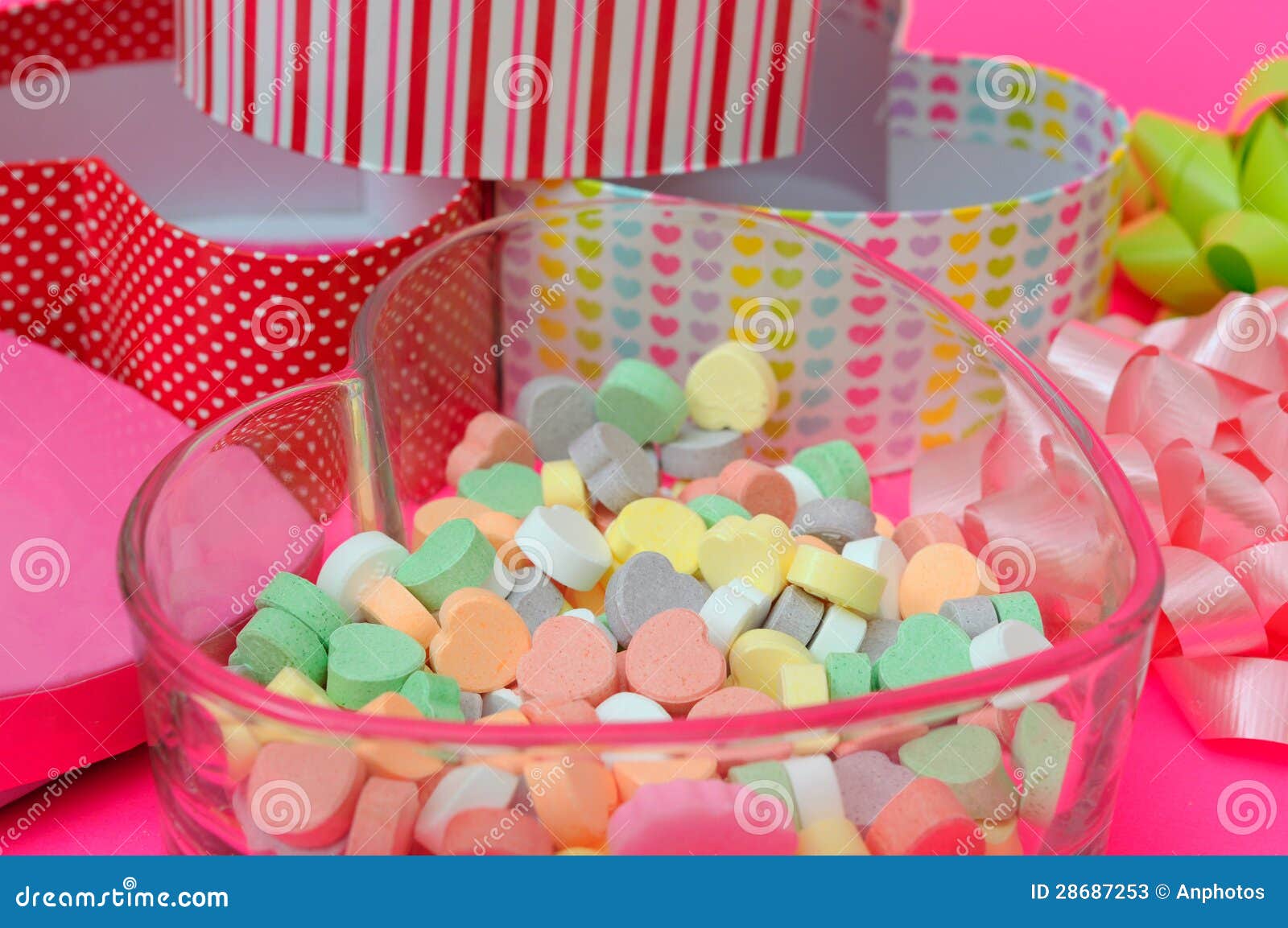 Candy in heart shape box stock image. Image of love, bowl - 28687253