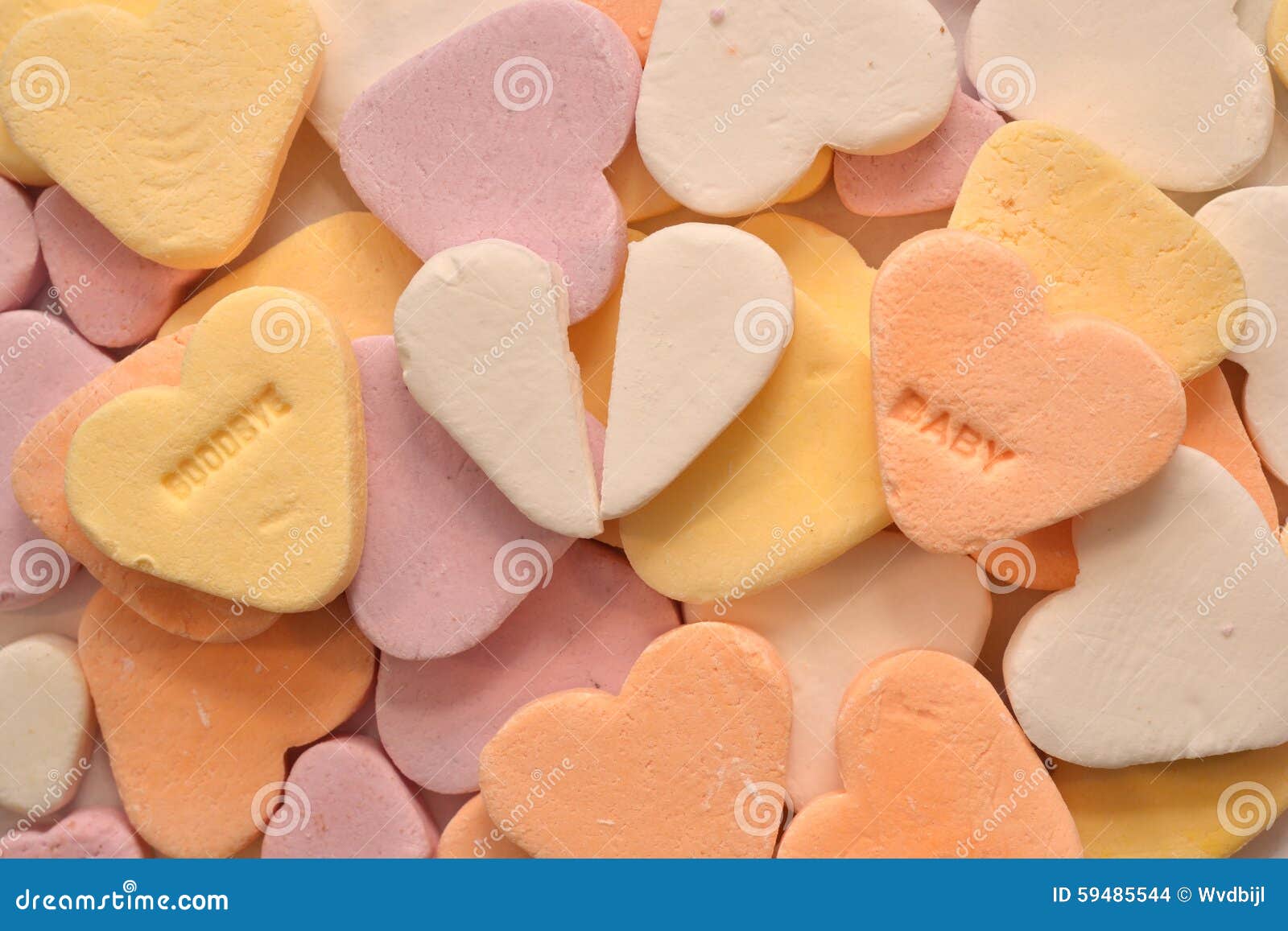 Candy Hearts Goodbye Baby with an Broken Candy Heart Stock Photo ...