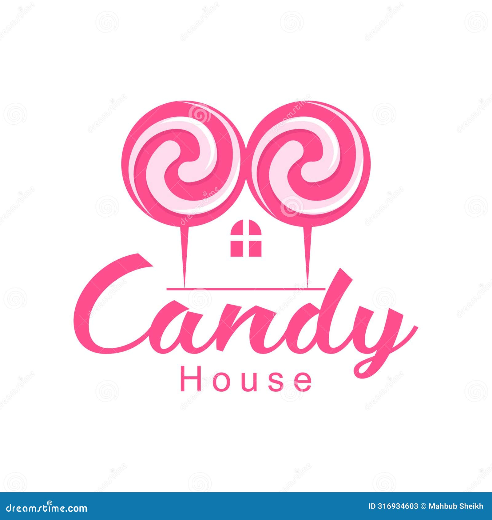 Candy House Logo Design Template. Stock Vector - Illustration of ...