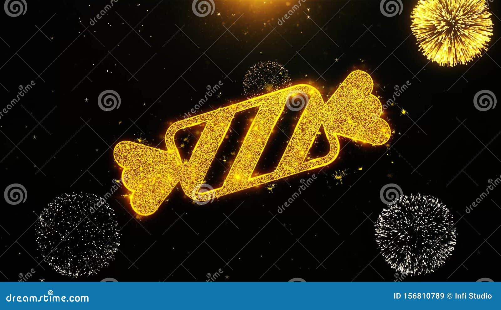 Candy Icon on Firework Display Explosion Particles. Stock Video - Video ...