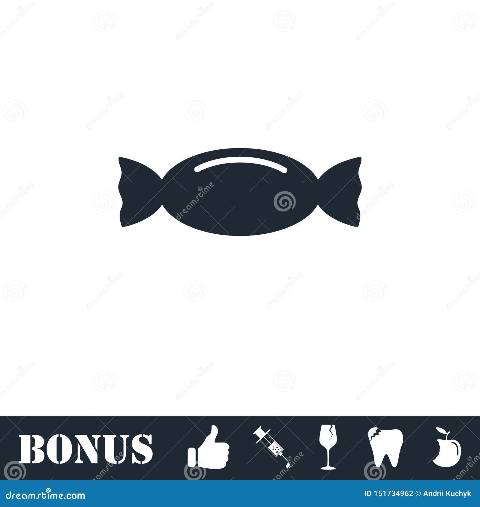 Candy icon flat stock vector. Illustration of cream - 151734962