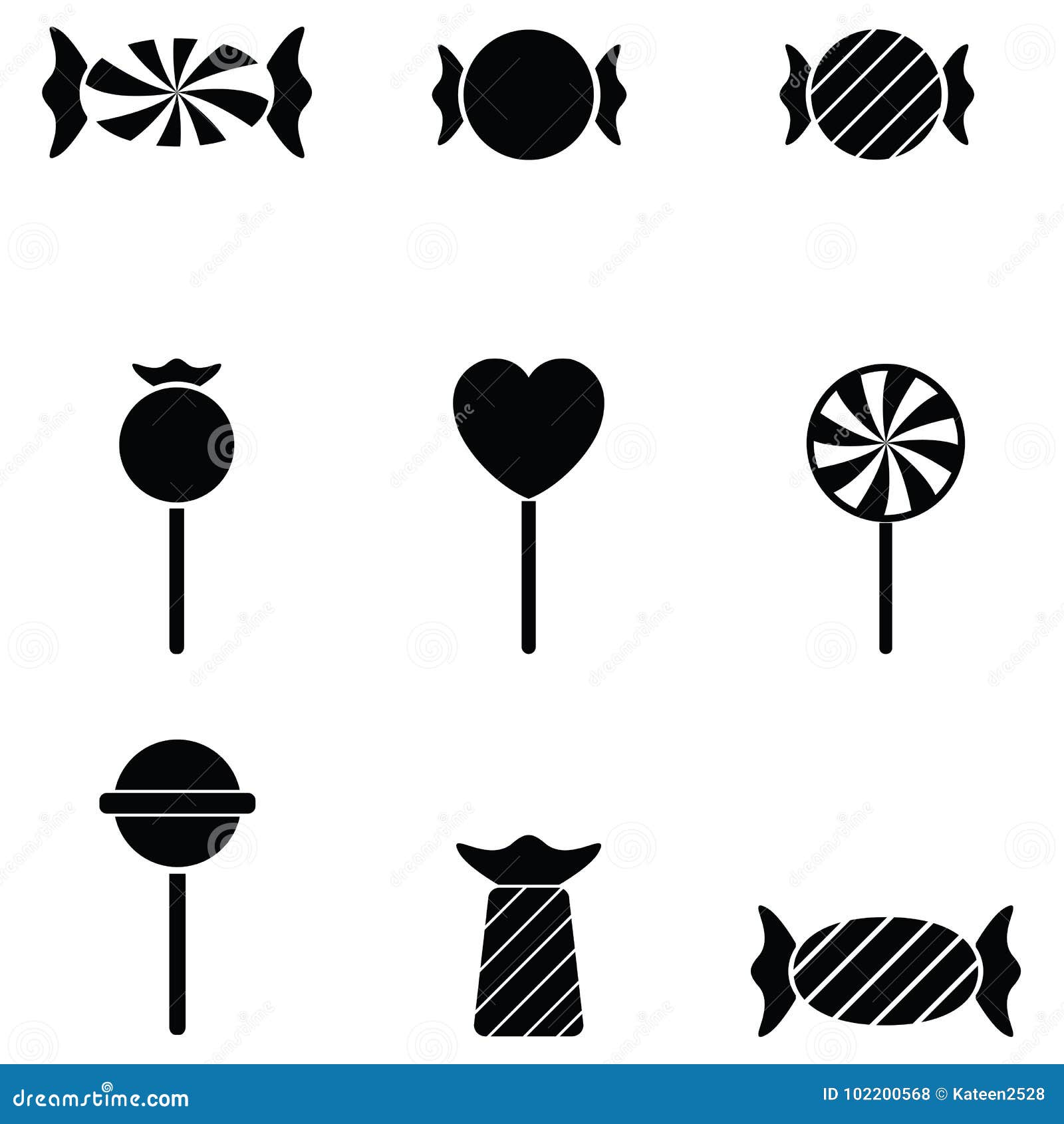 Candy icon set stock vector. Illustration of jelly, birthday - 102200568