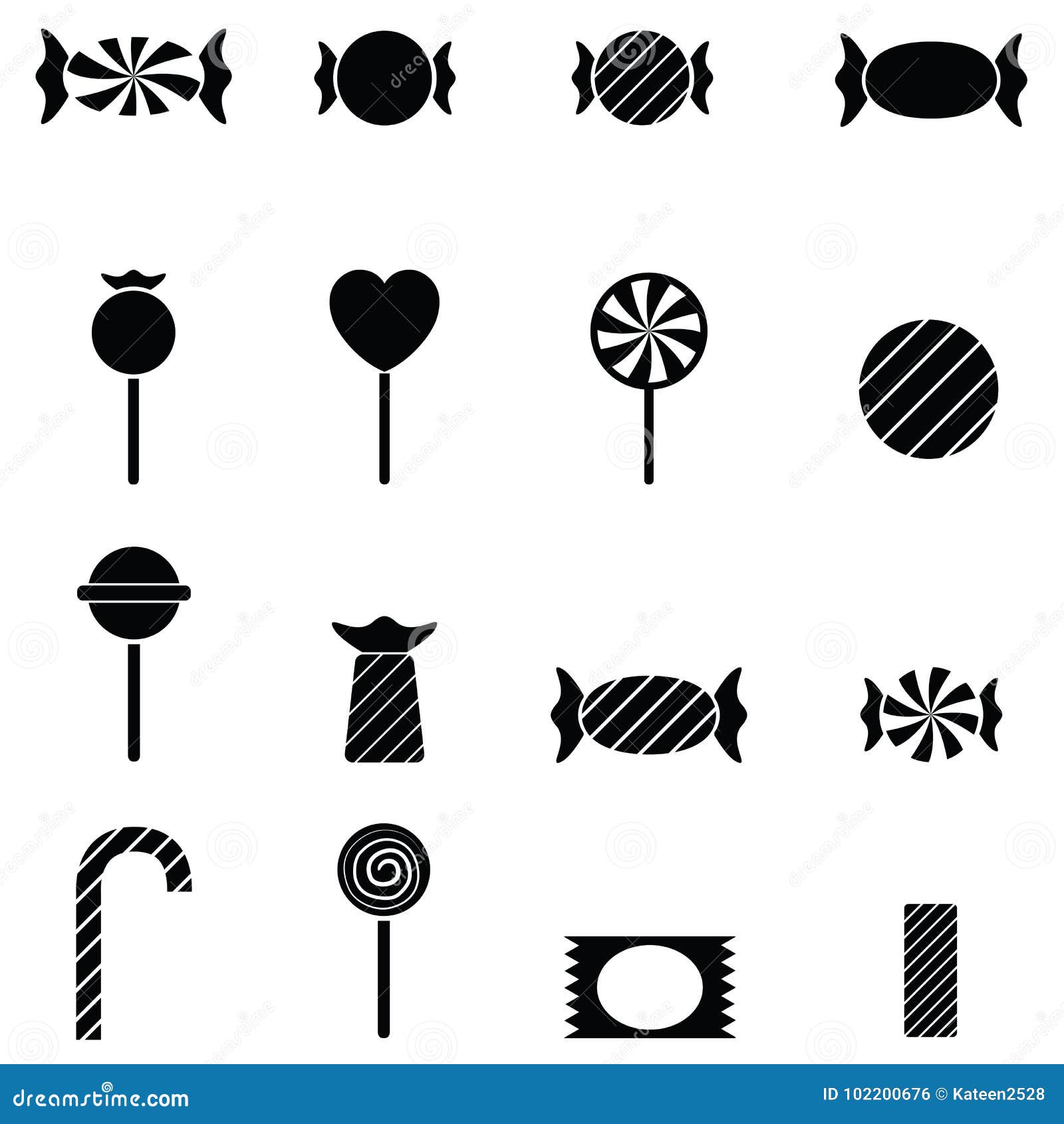 Candy icon set stock vector. Illustration of childhood - 102200676