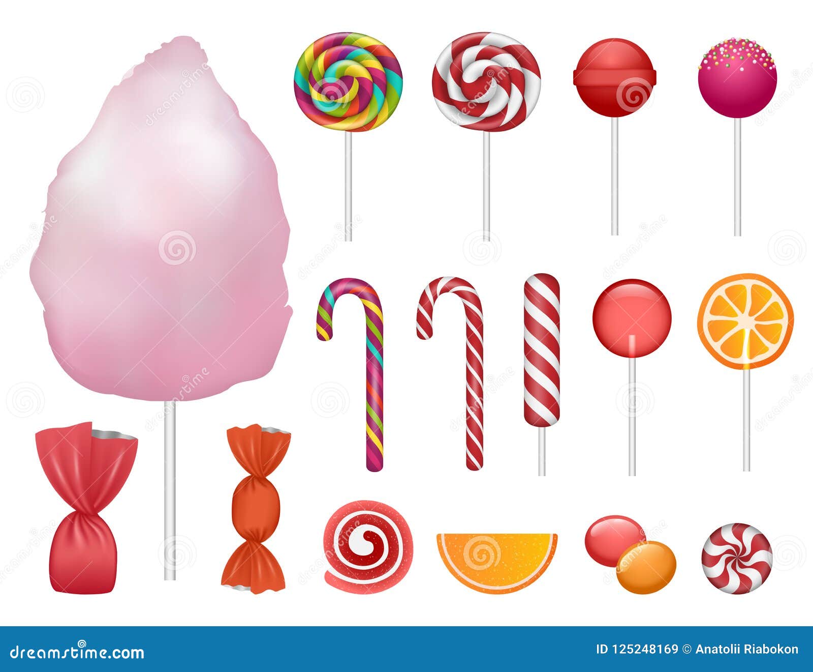 Candy Icon Set, Realistic Style Stock Vector - Illustration of cake ...