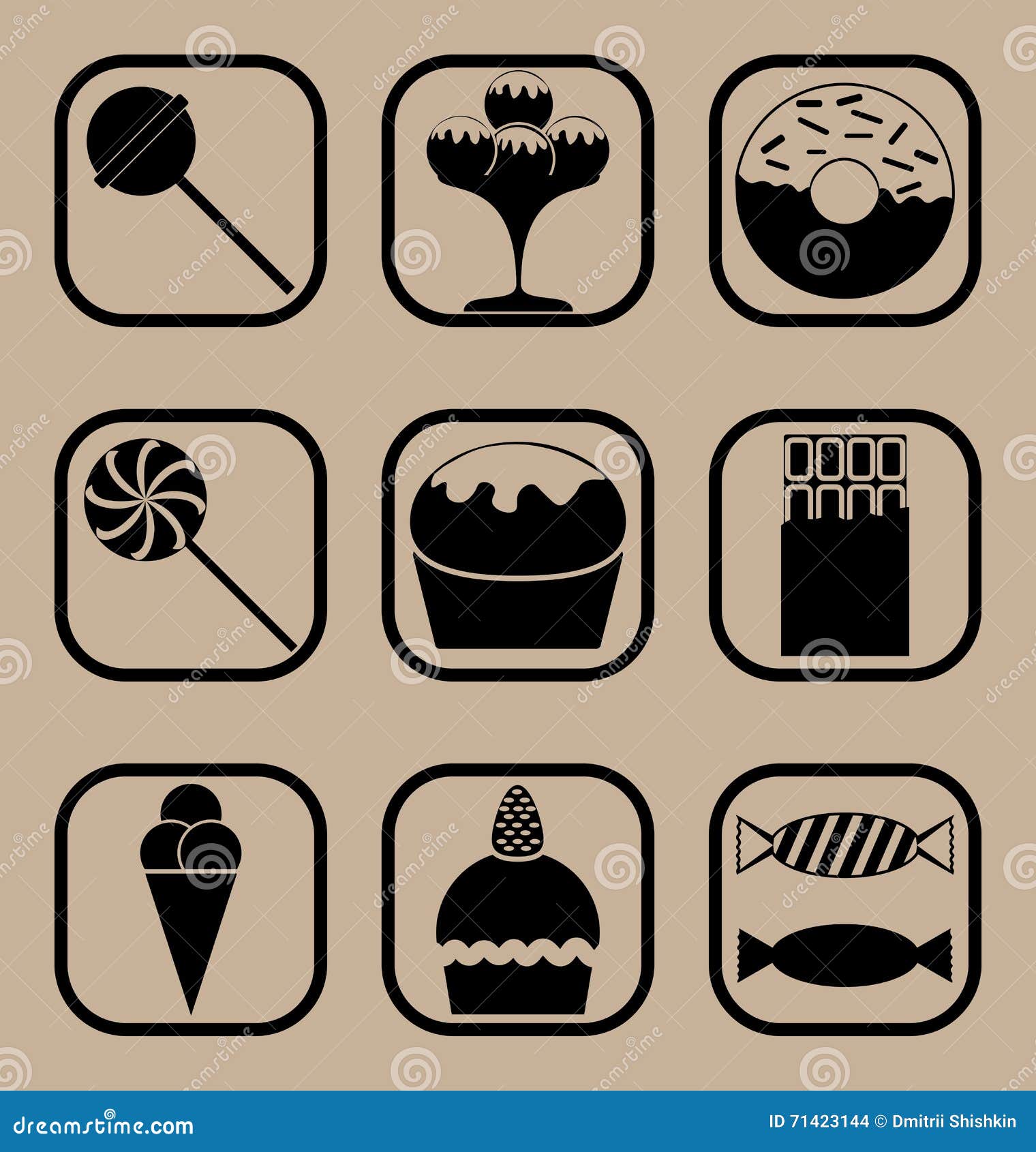 Candy icon set stock vector. Illustration of doughnut - 71423144