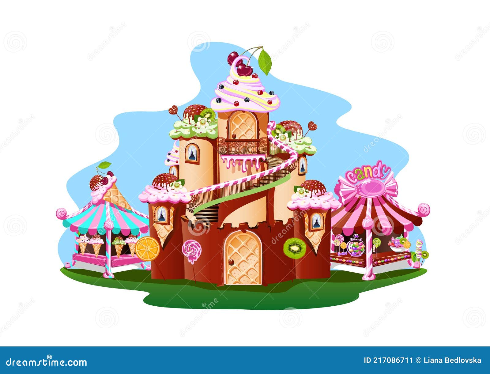 Sweet Castle in the Candy Land Stock Vector - Illustration of cafe ...