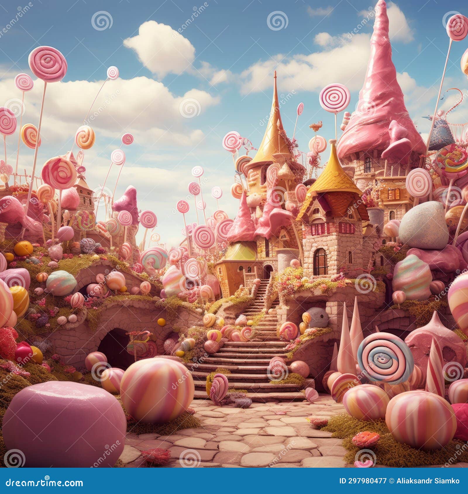 A Candy Land with a Castle and Candy Stock Illustration - Illustration ...