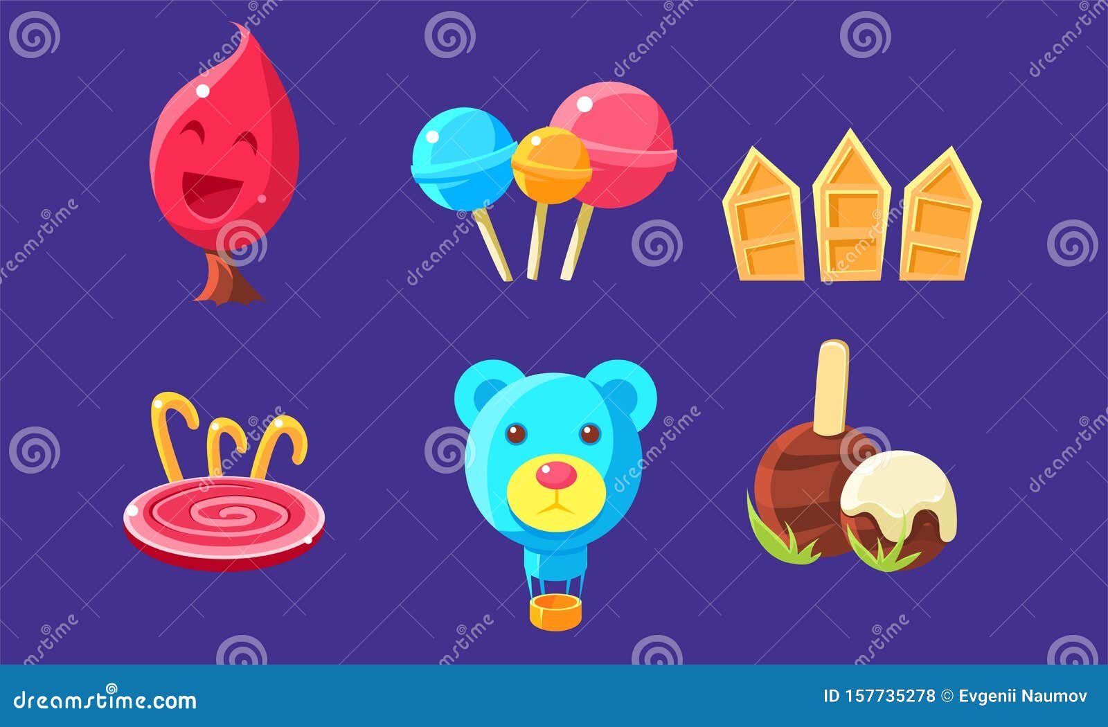 Candy Land Gaming Assets Set, Fairytale Landscape Fantasy Elements for ...