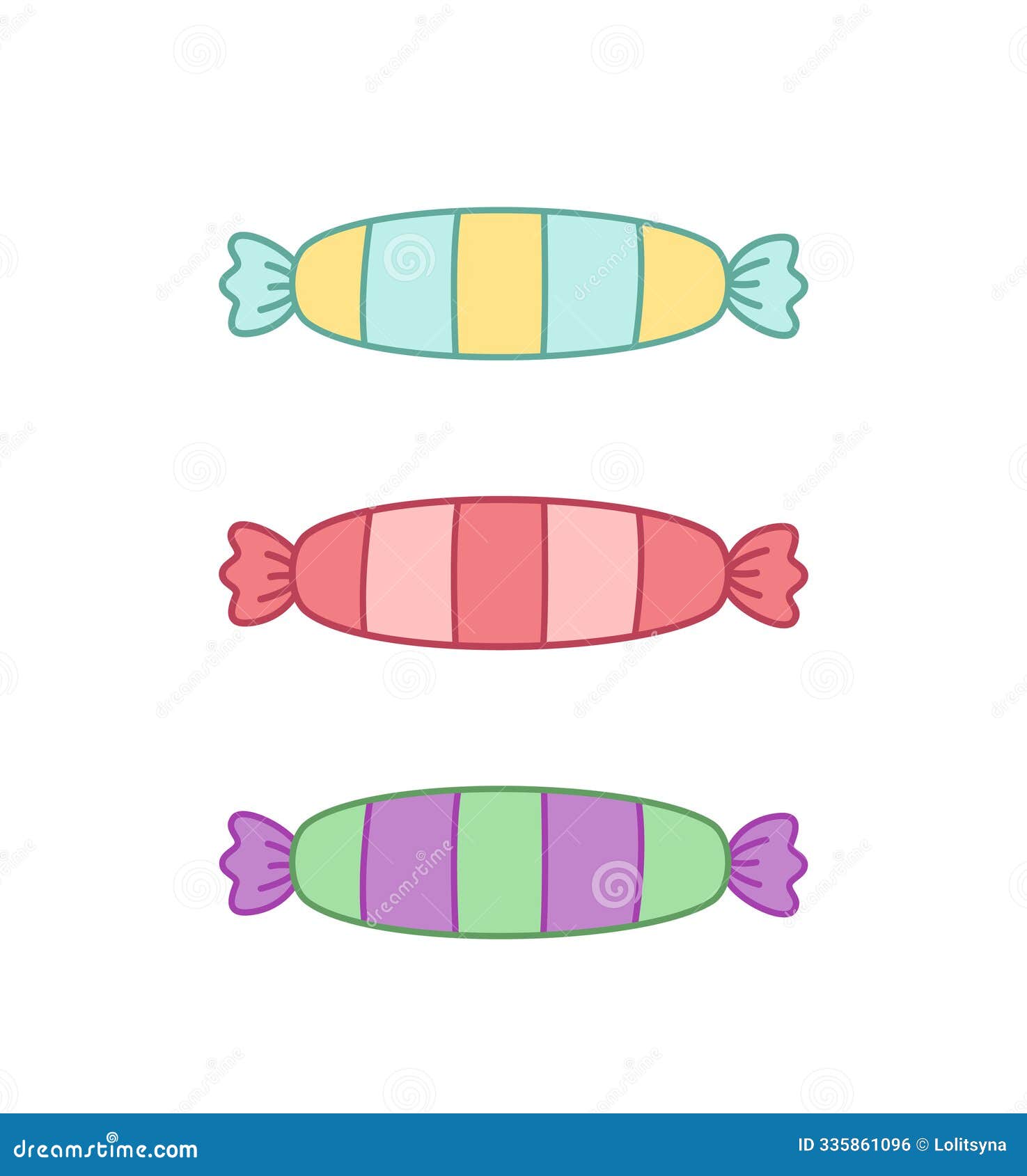 Candy. Long Cartton Sweets. Set. Cartoon, Vector. Stock Illustration ...