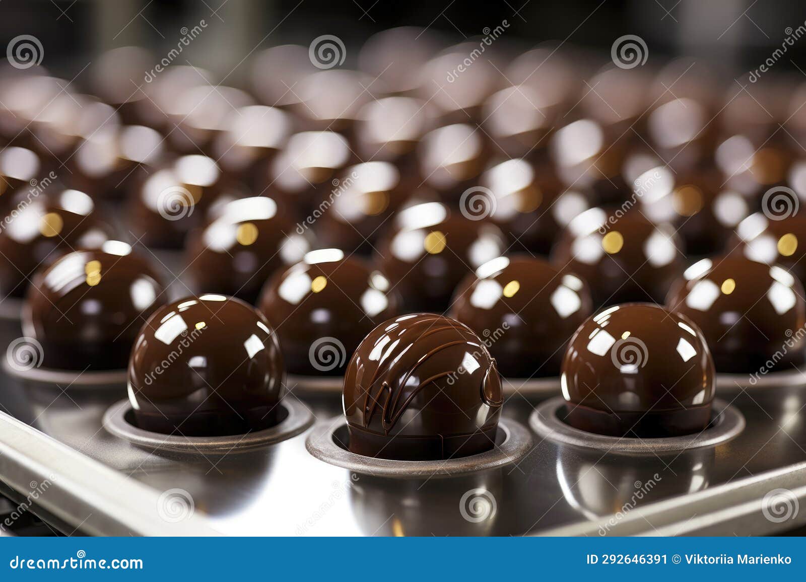 Candy Manufacturing Plant: a Closeup of Chocolate Production Stock ...