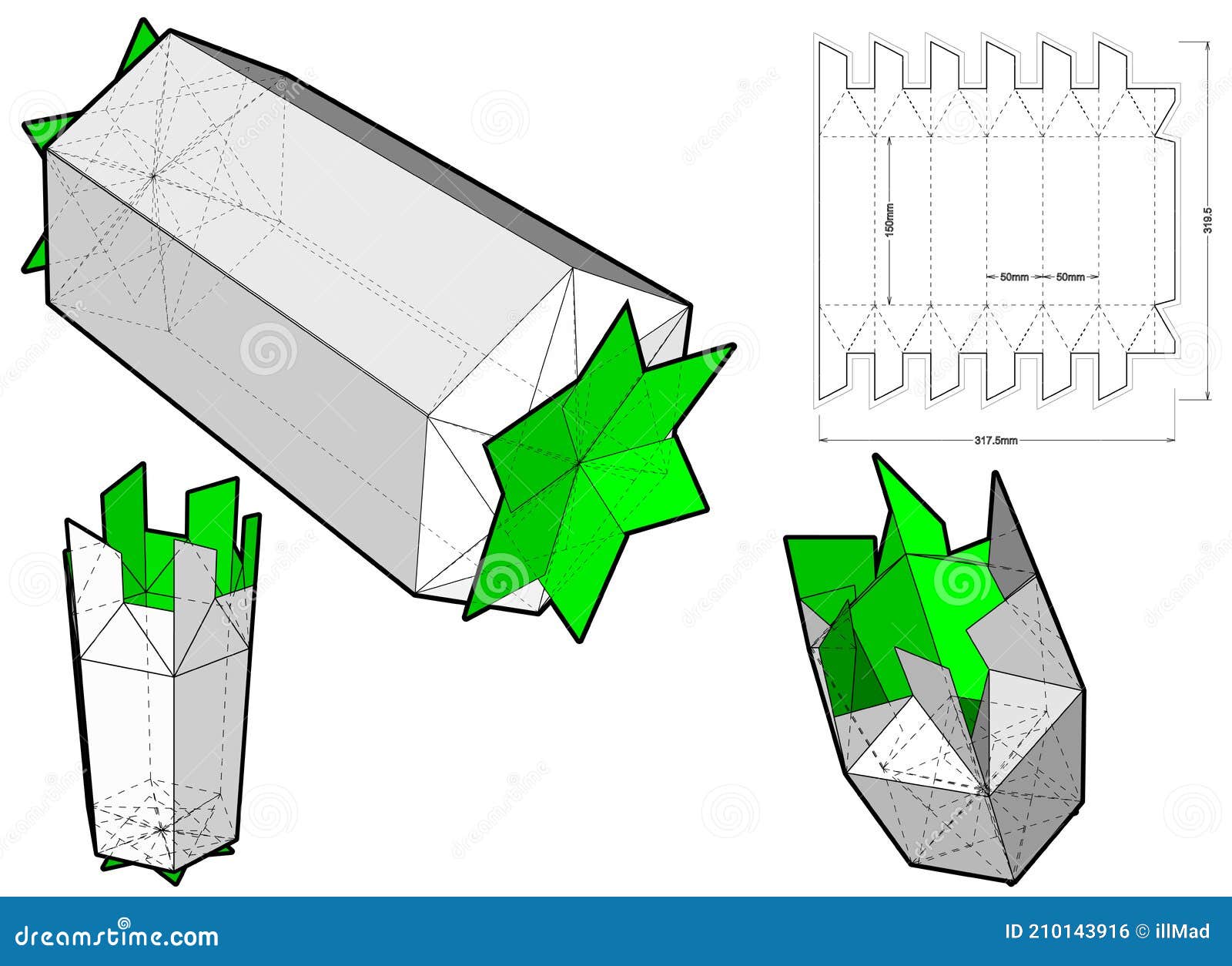 Candy Model Box and Die-cut Pattern. Stock Vector - Illustration of ...