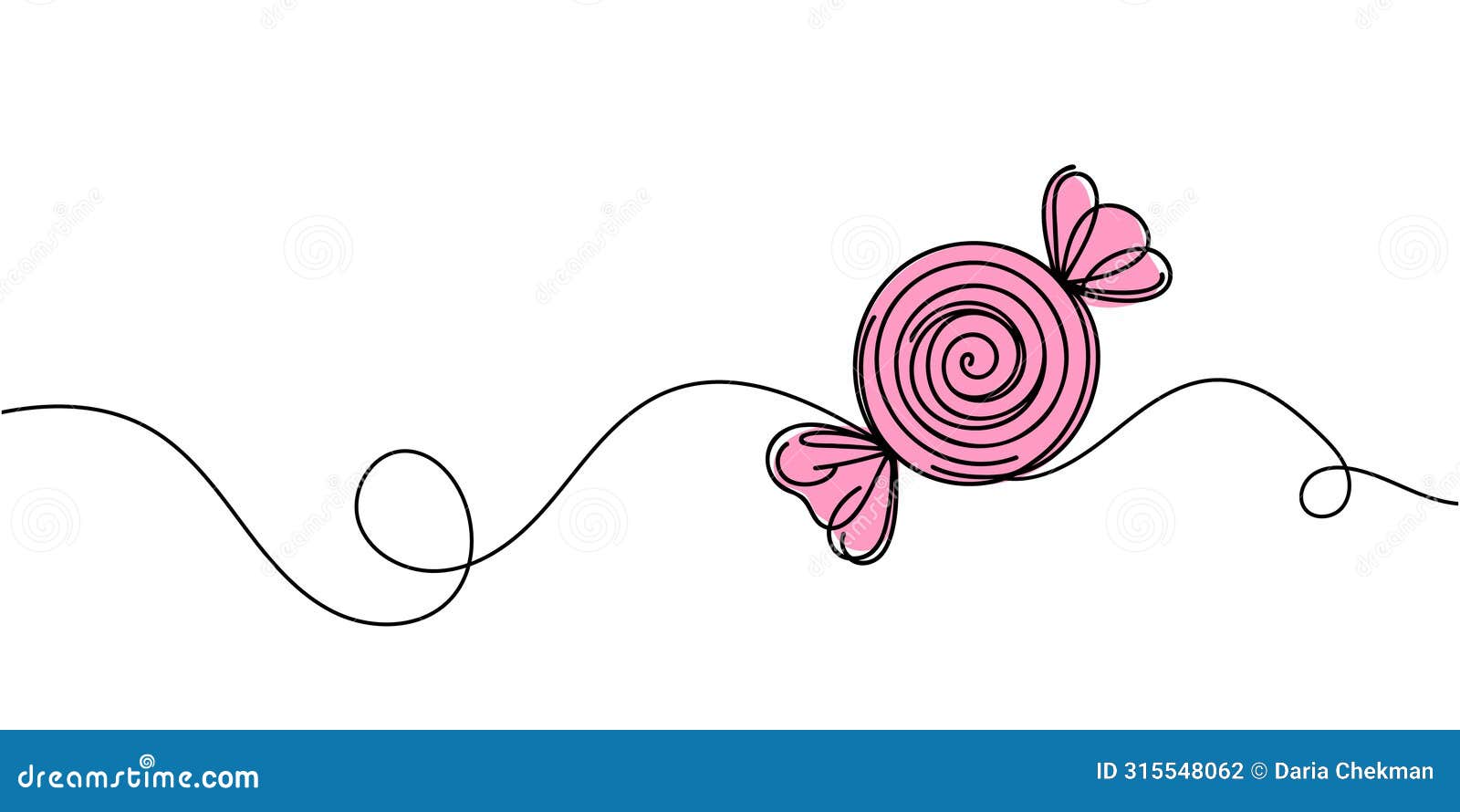 Candy in One Continuous Line Drawing, . Contour Icon Stock Illustration ...