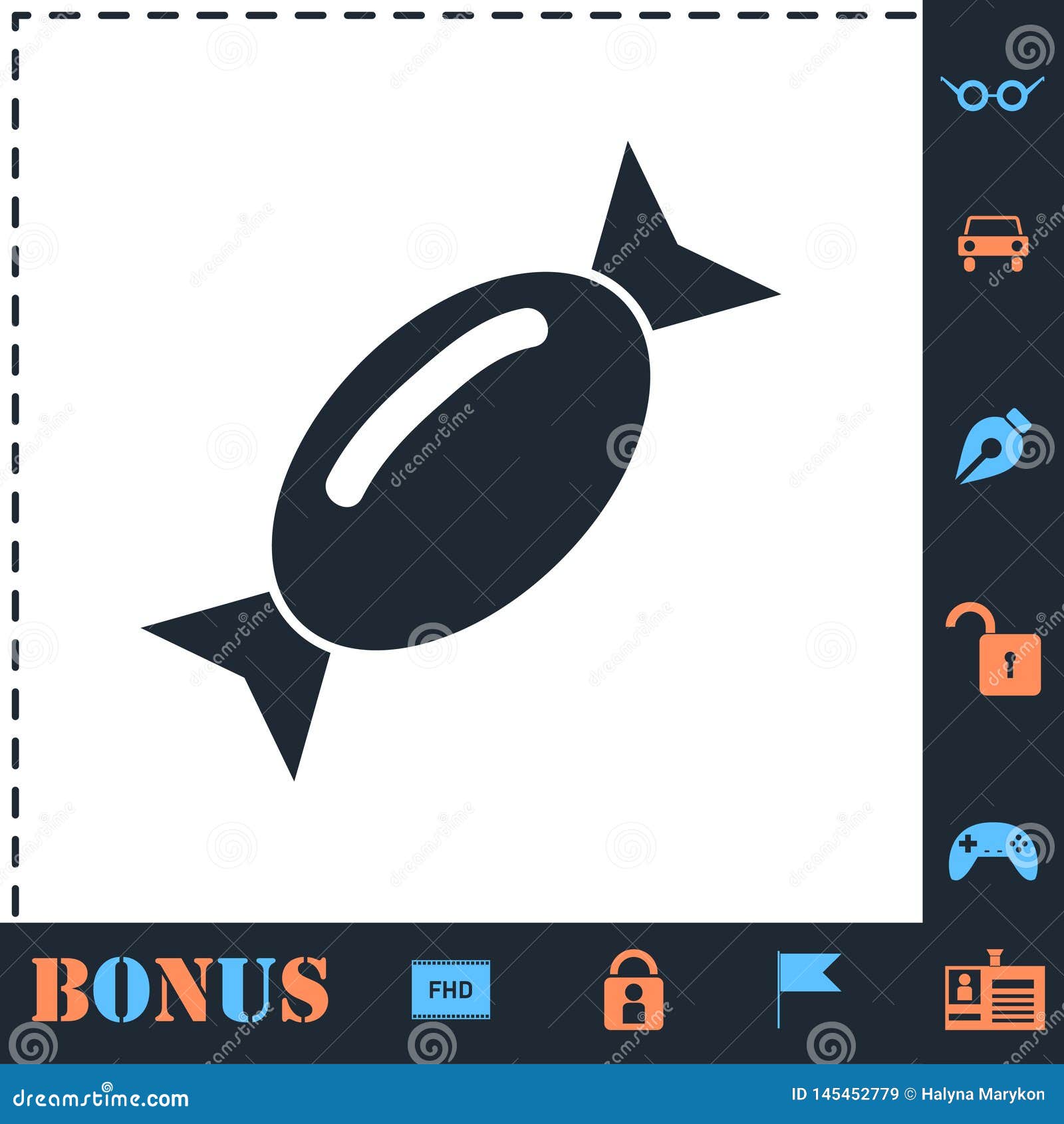 Candy icon flat stock vector. Illustration of perfume - 145452779