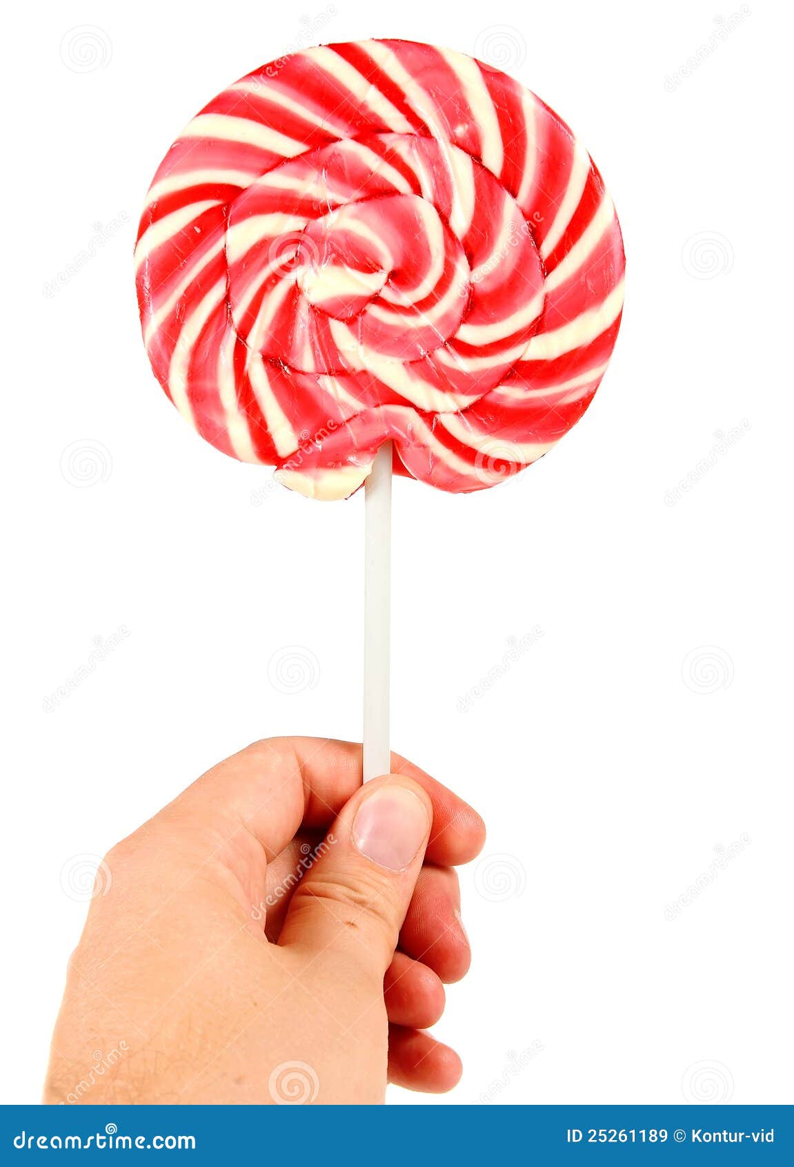 Candy Pink Spiral Lollipop in Hand Stock Image - Image of colored ...