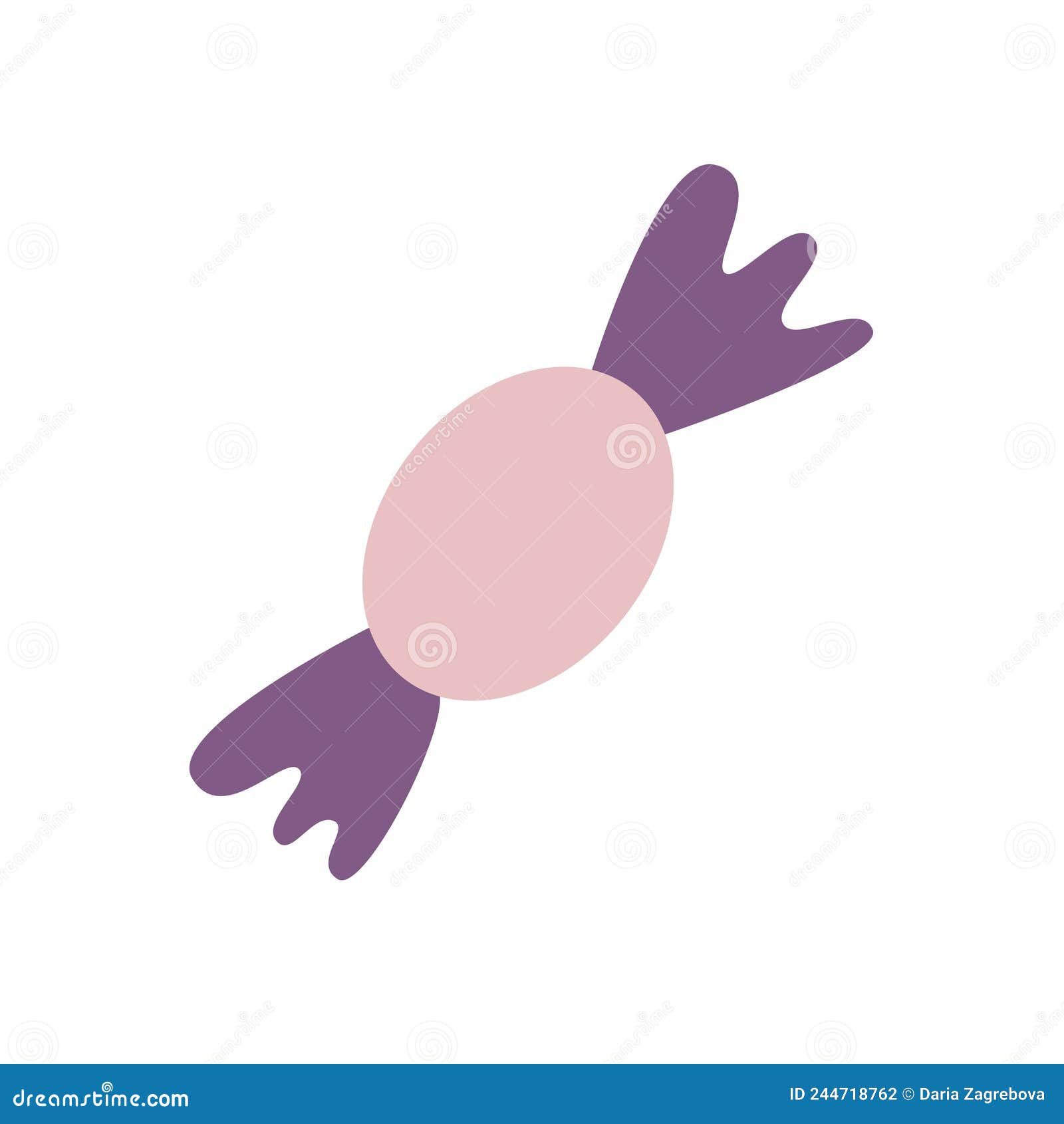 Candy in Pink Wrapper, Vector Flat Illustration on White Background ...