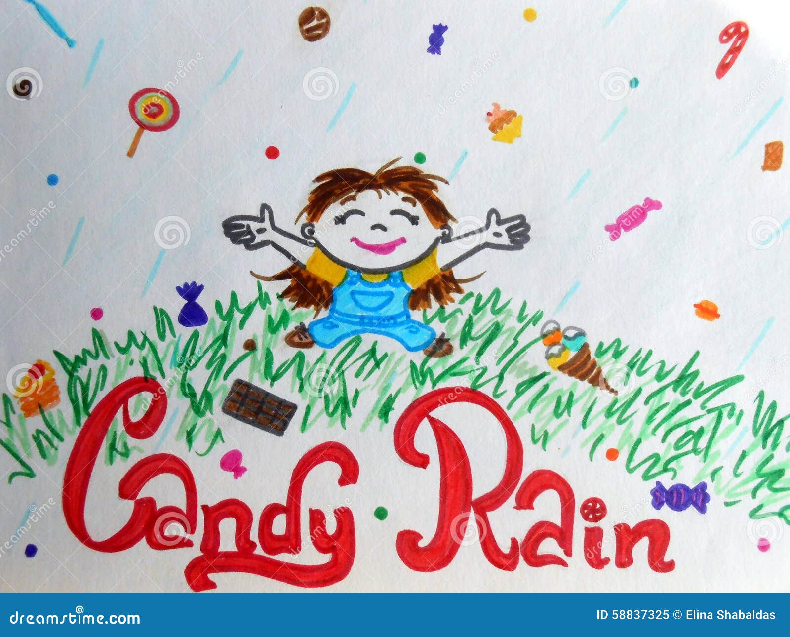 Candy rain stock illustration. Illustration of girl, chocolate - 58837325