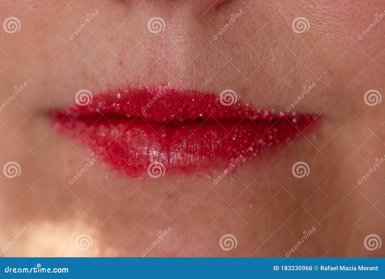 Beautiful Candy Red Lips in Macro Stock Photo - Image of macro, face ...