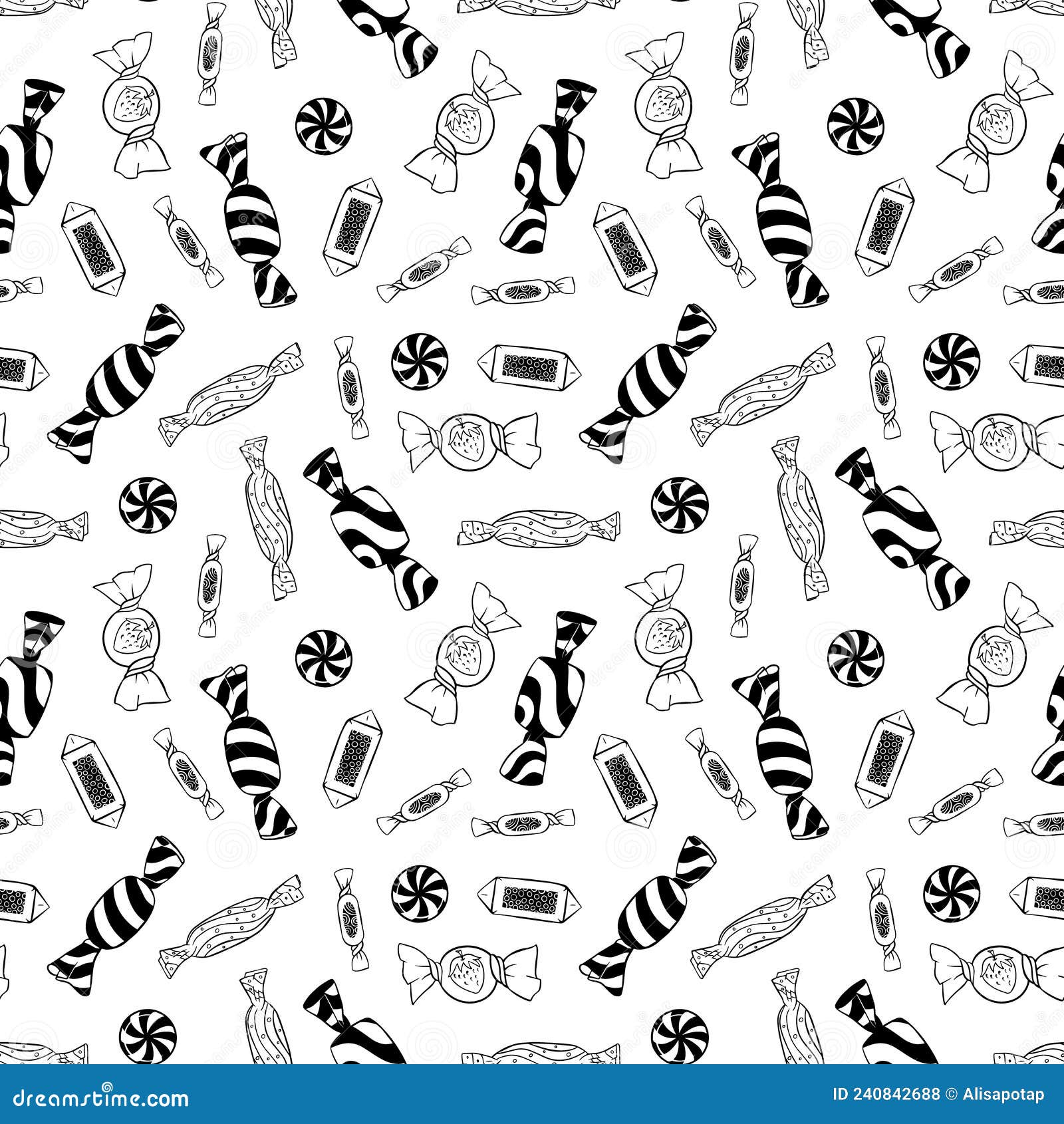 Candy seamless pattern. stock vector. Illustration of vector - 240842688