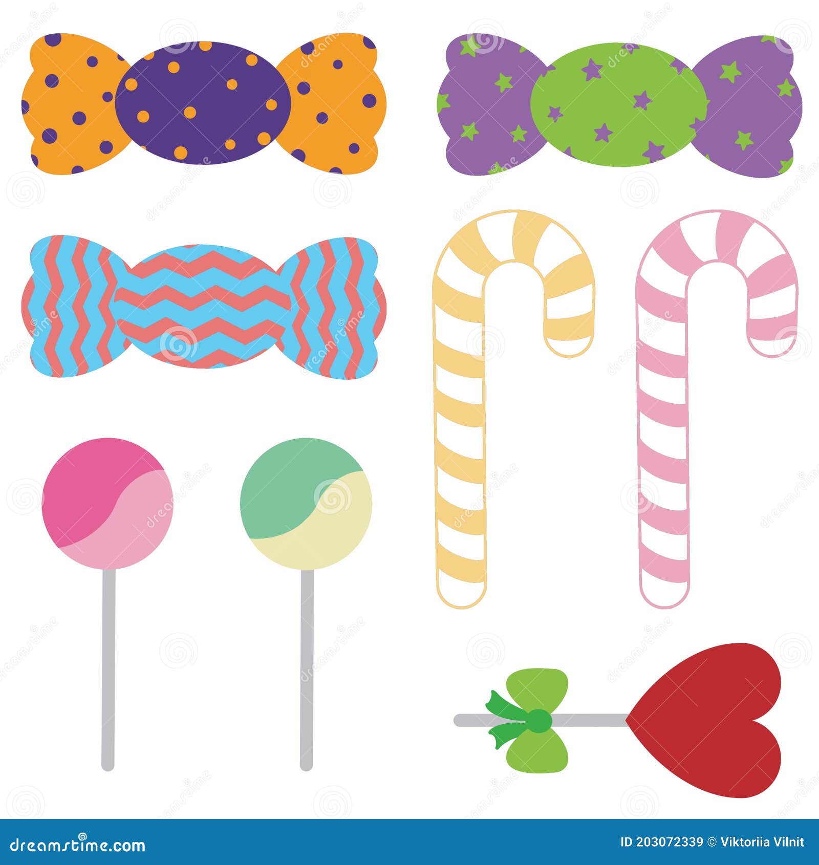 Candy Set with Chocolate Candies and Hard Candies Stock Illustration ...