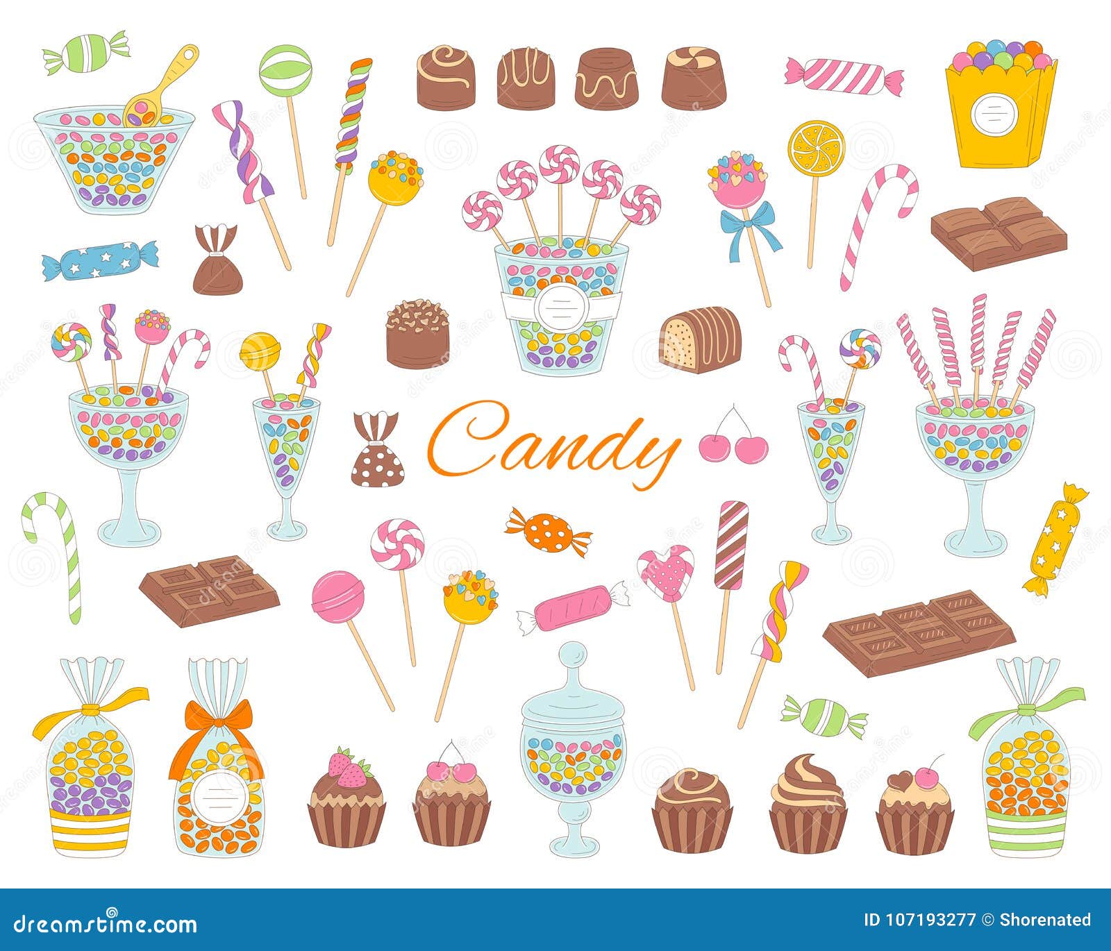Candy Set Vector Hand Drawn Doodle Illustration. Stock Vector ...