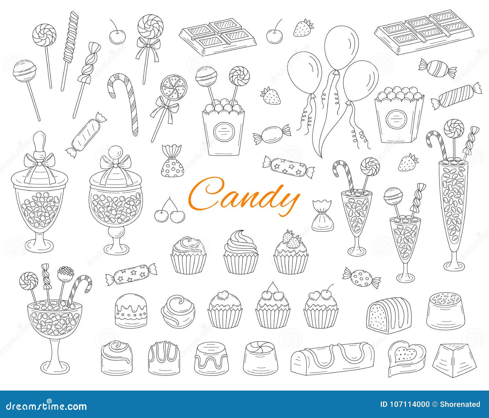 Candy Set Vector Hand Drawn Doodle Illustration. Stock Vector ...