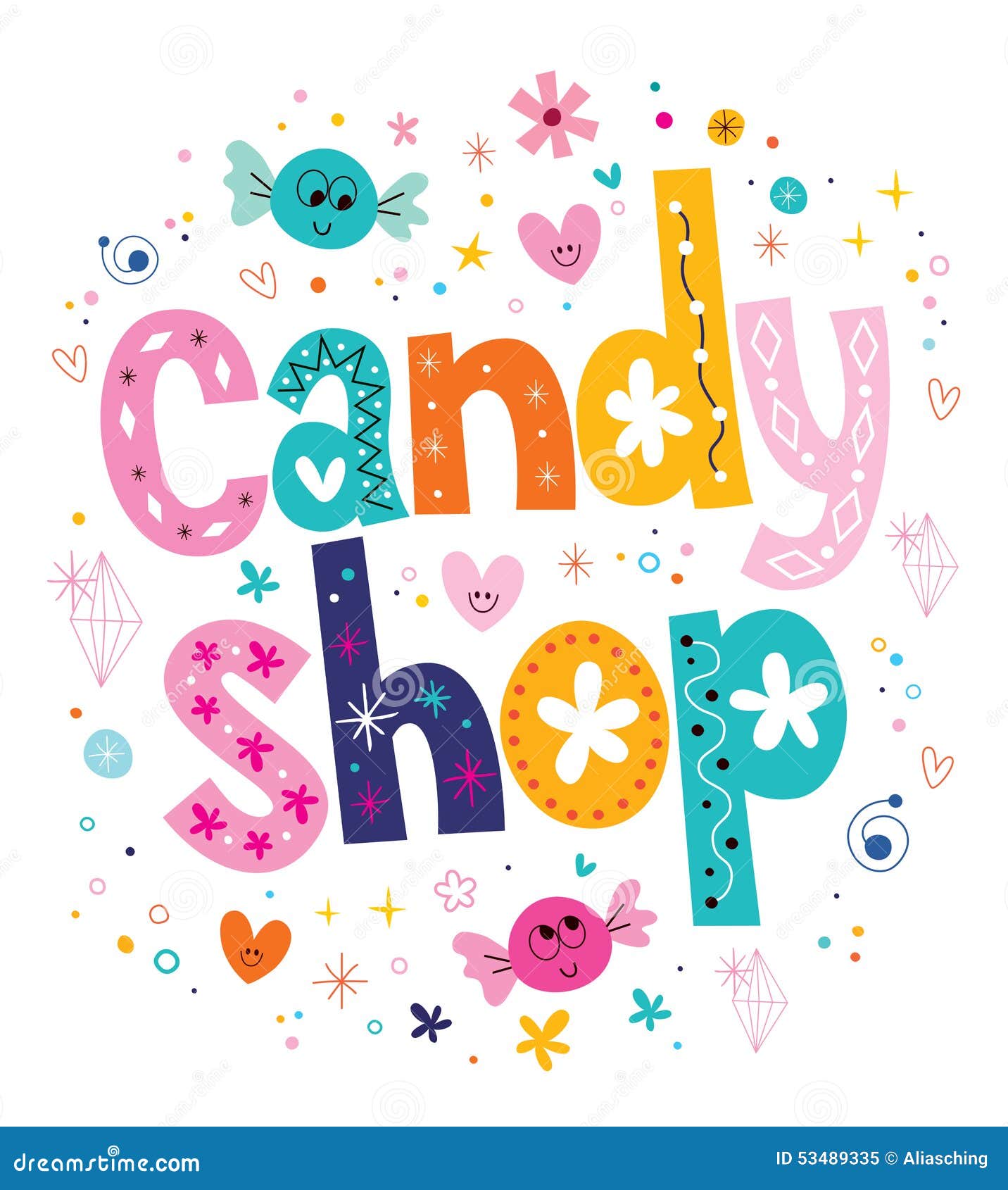 Candy shop stock vector. Illustration of graphic, delicious - 53489335