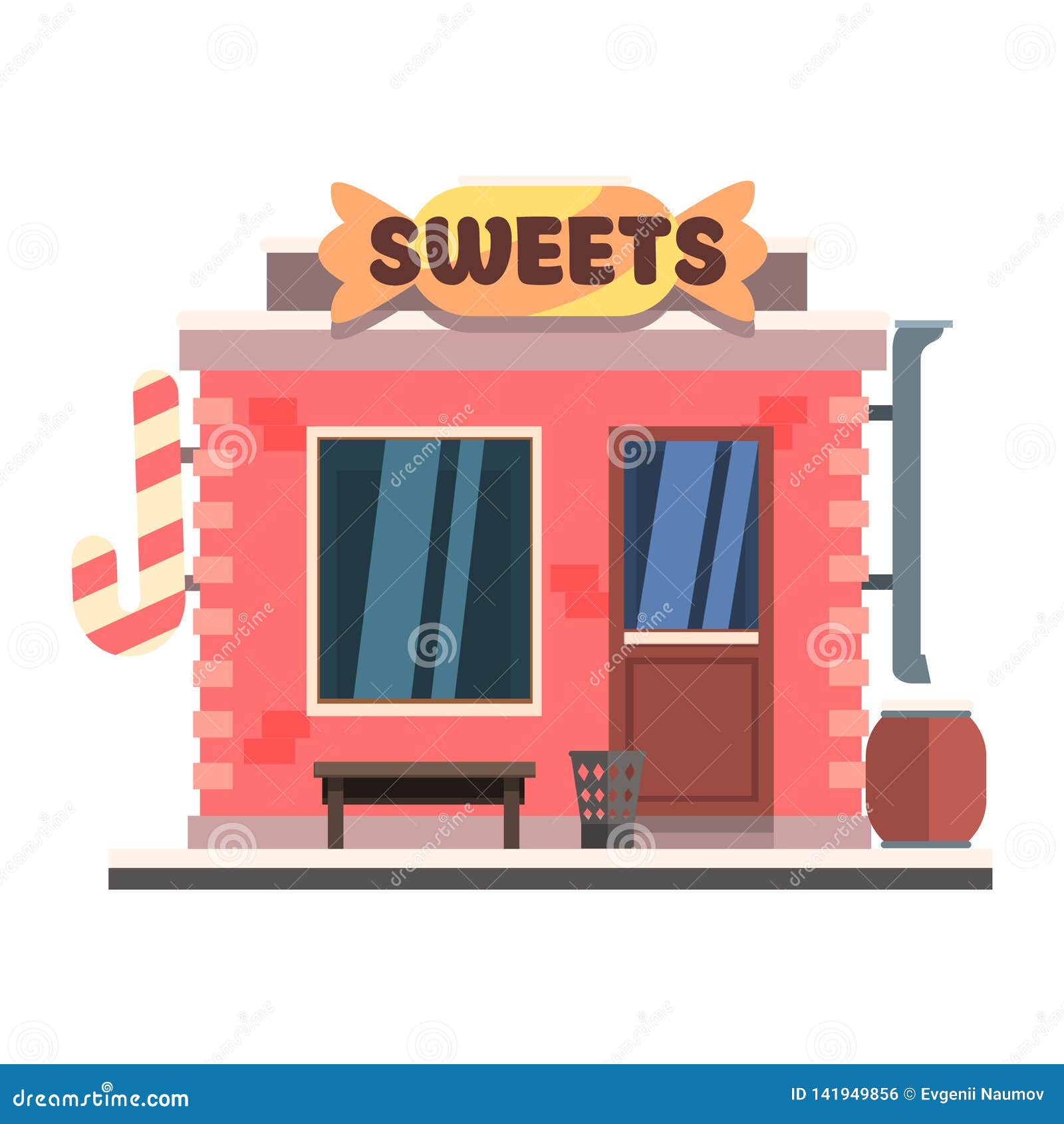 Candy Shop Front. Vector Illustration Stock Vector - Illustration of ...