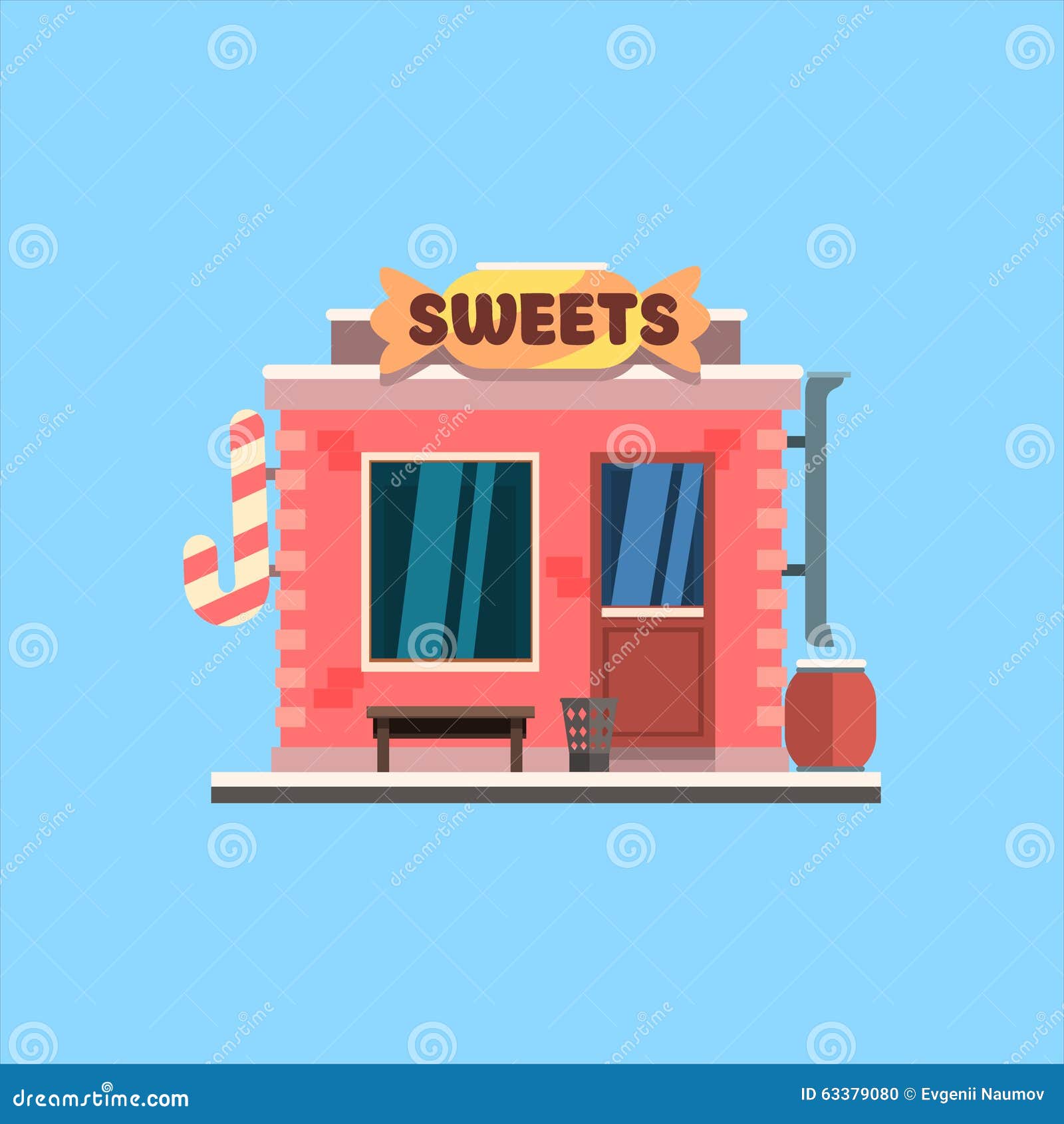 Candy Shop Front. Vector Illustration Stock Vector - Illustration of ...