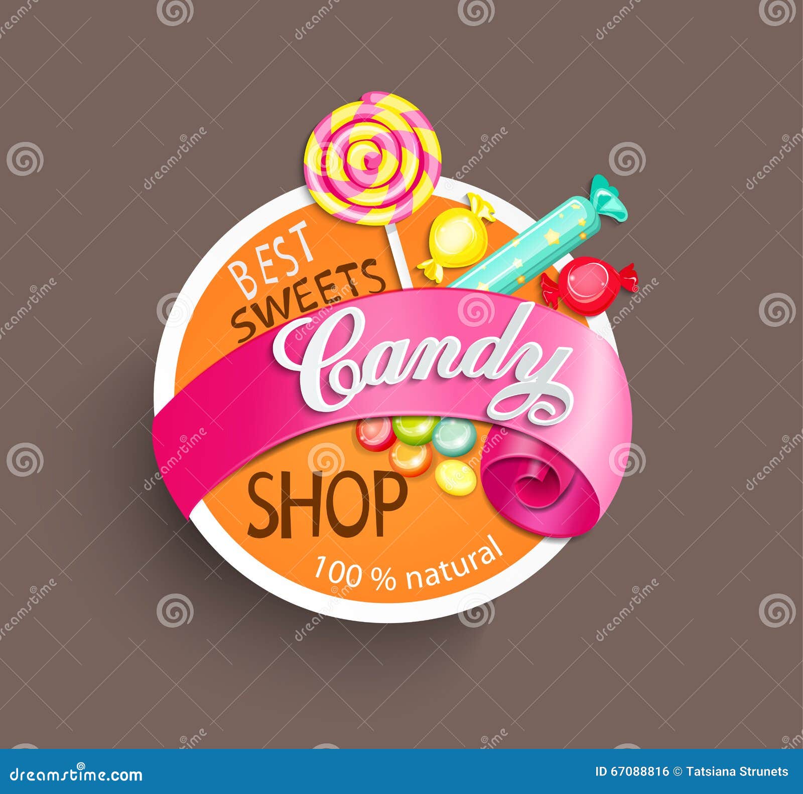 Candy shop label. stock vector. Illustration of candy - 67088816